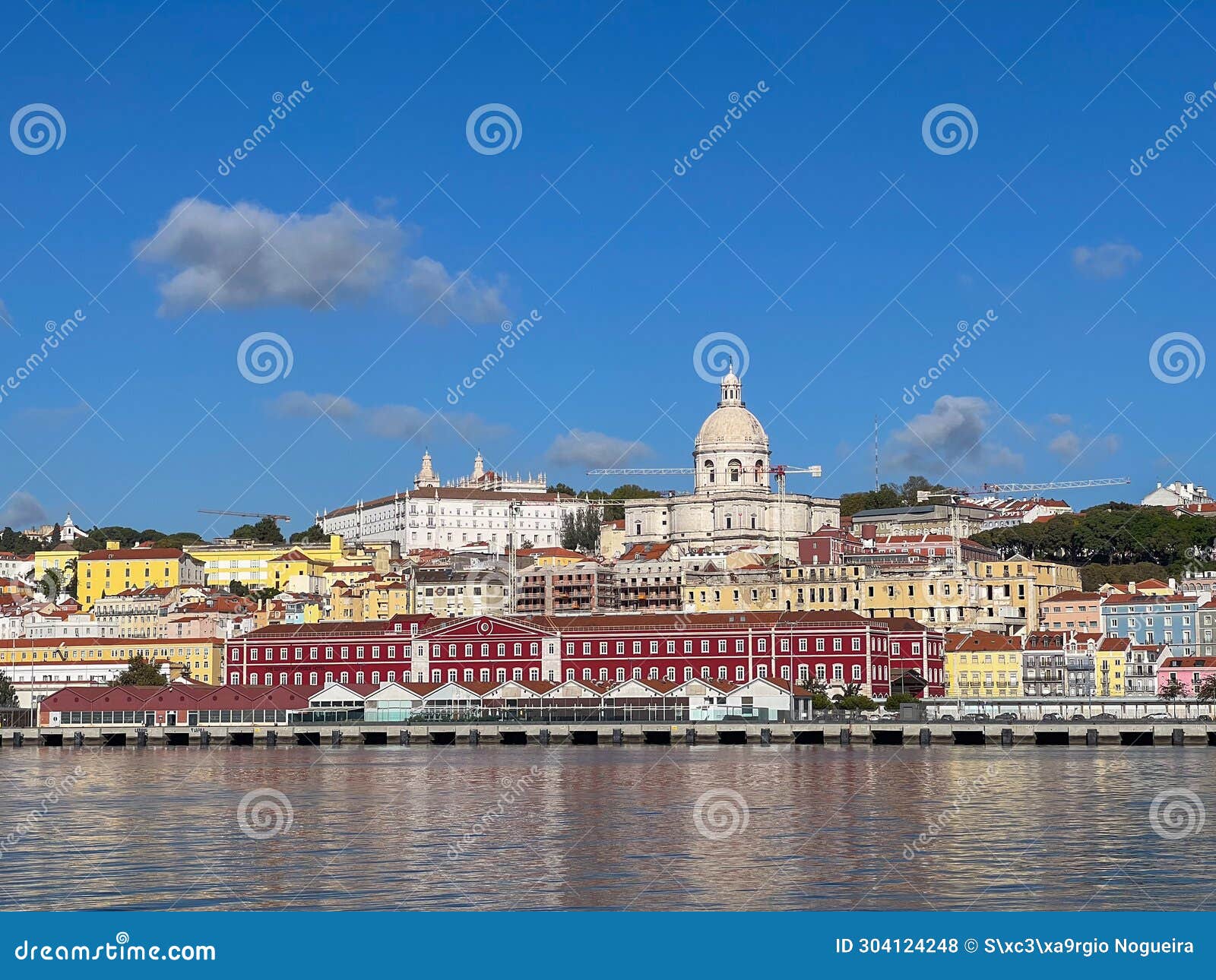 Lisbon riverfront stock photo. Image of cityscape, blue - 304124248