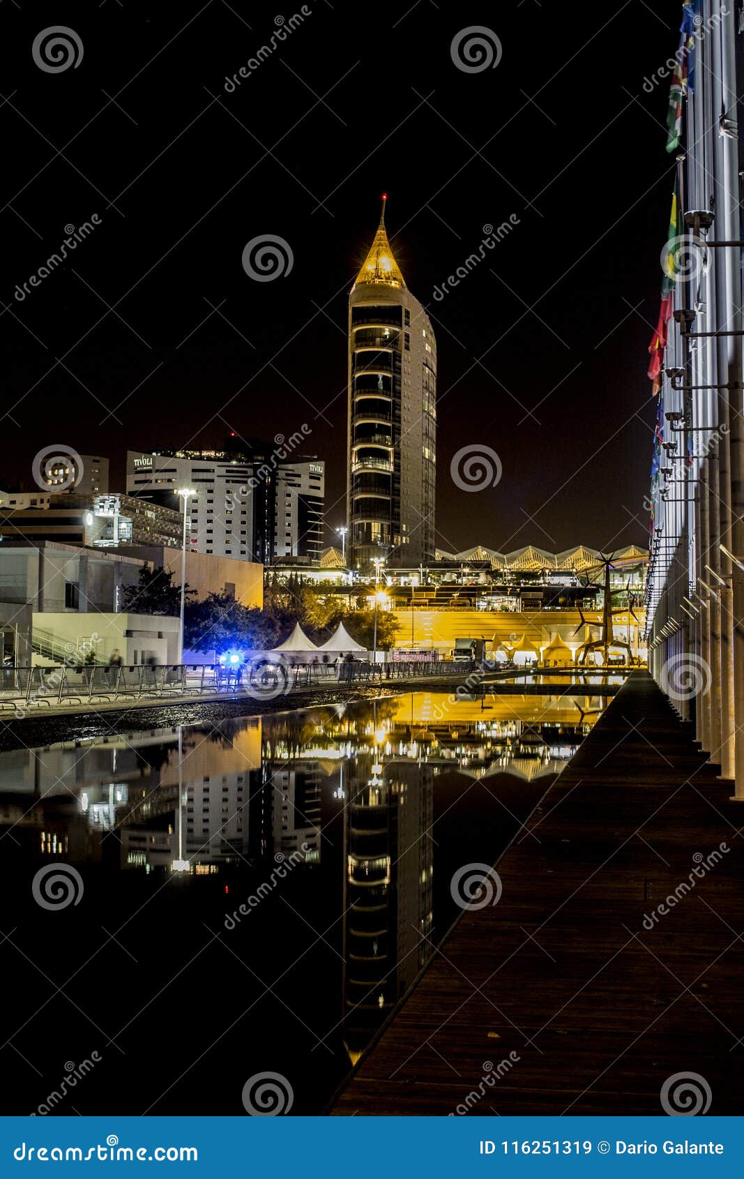 Lisbon skyline at night editorial stock image. Image of cityscape ...