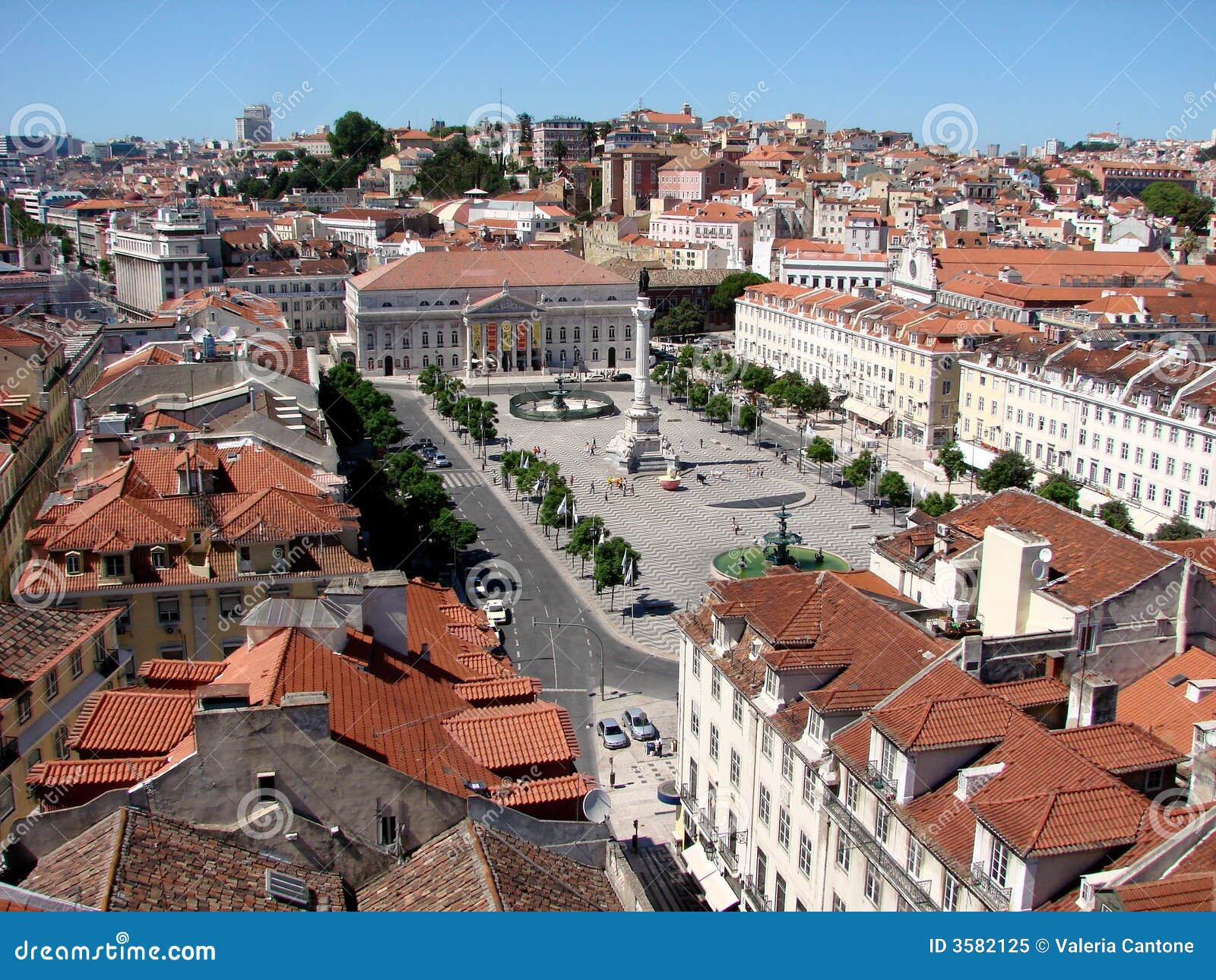 Lisbon View, the Rossio Square Stock Image - Image of theater, station ...