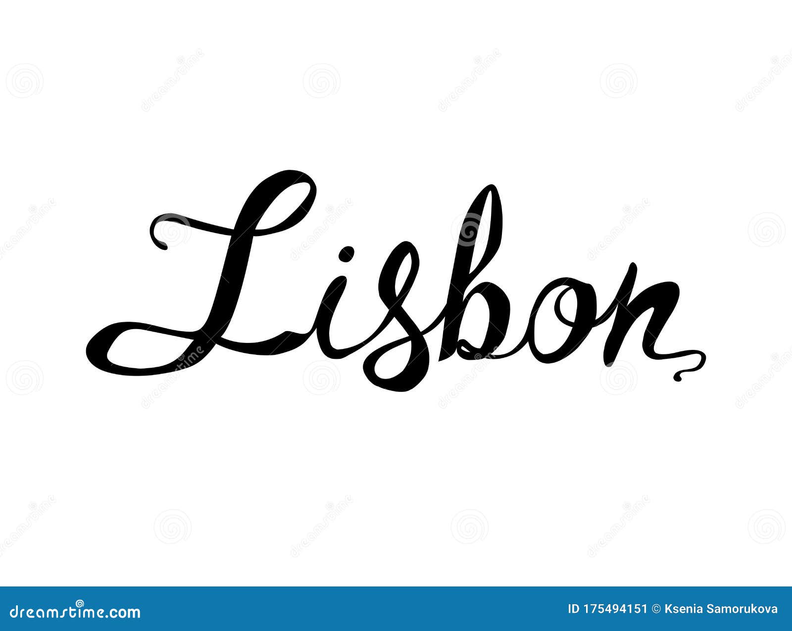 LISBON. Word of Calligraphic Letters Stock Vector - Illustration of ...