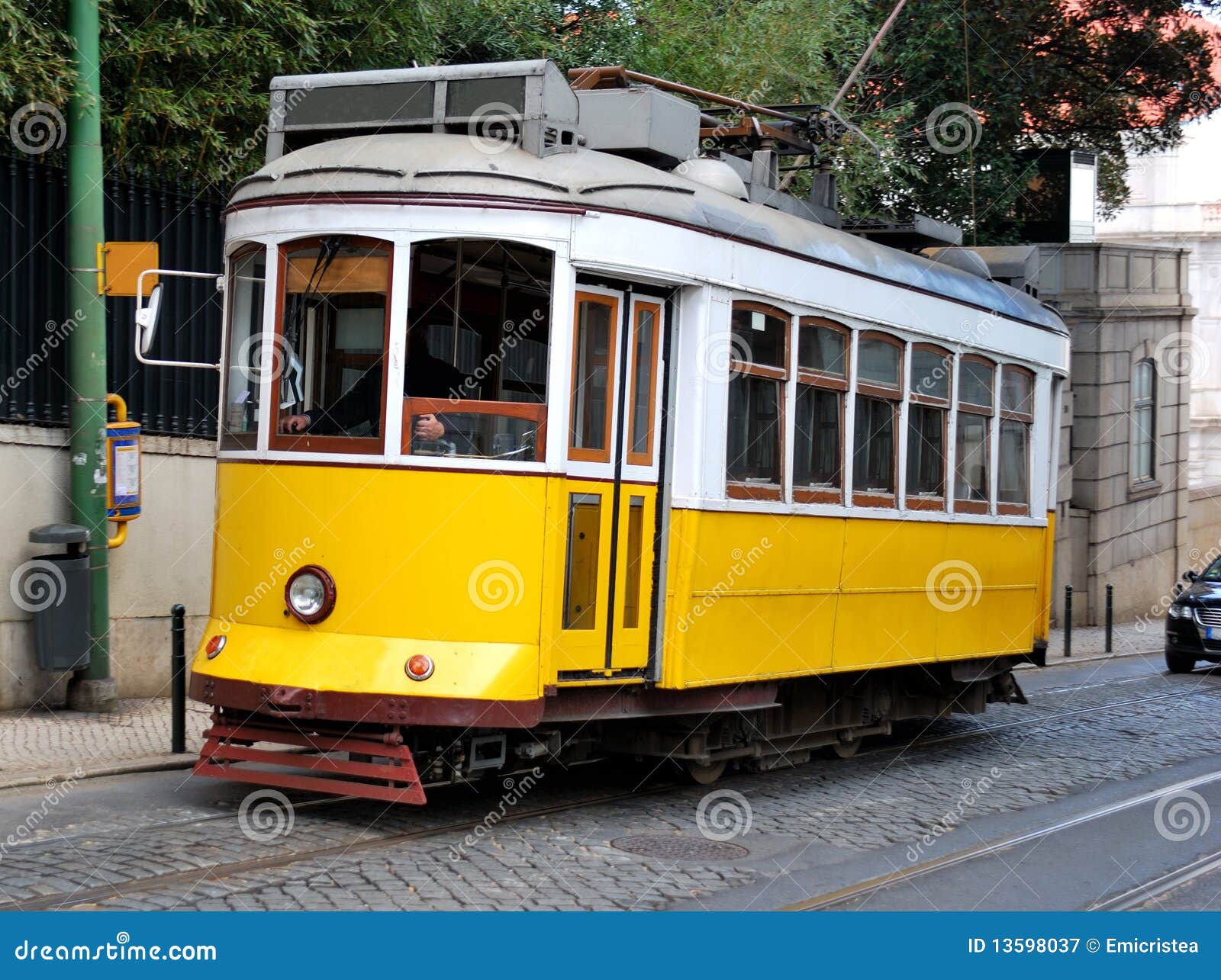 Lisbon yellow tram stock image. Image of vehicle, transportation - 13598037