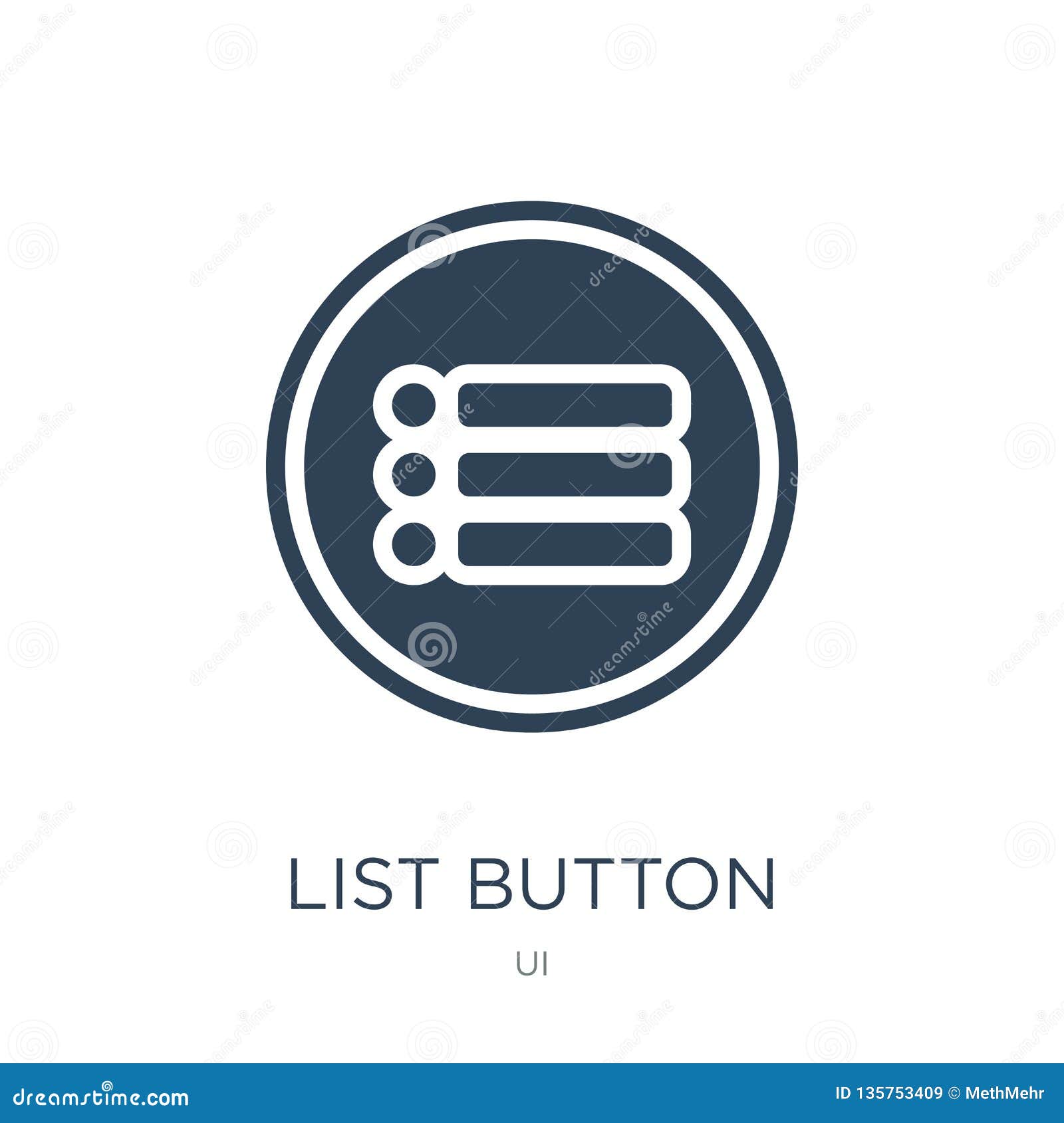 List Button Icon in Trendy Design Style. List Button Icon Isolated on ...
