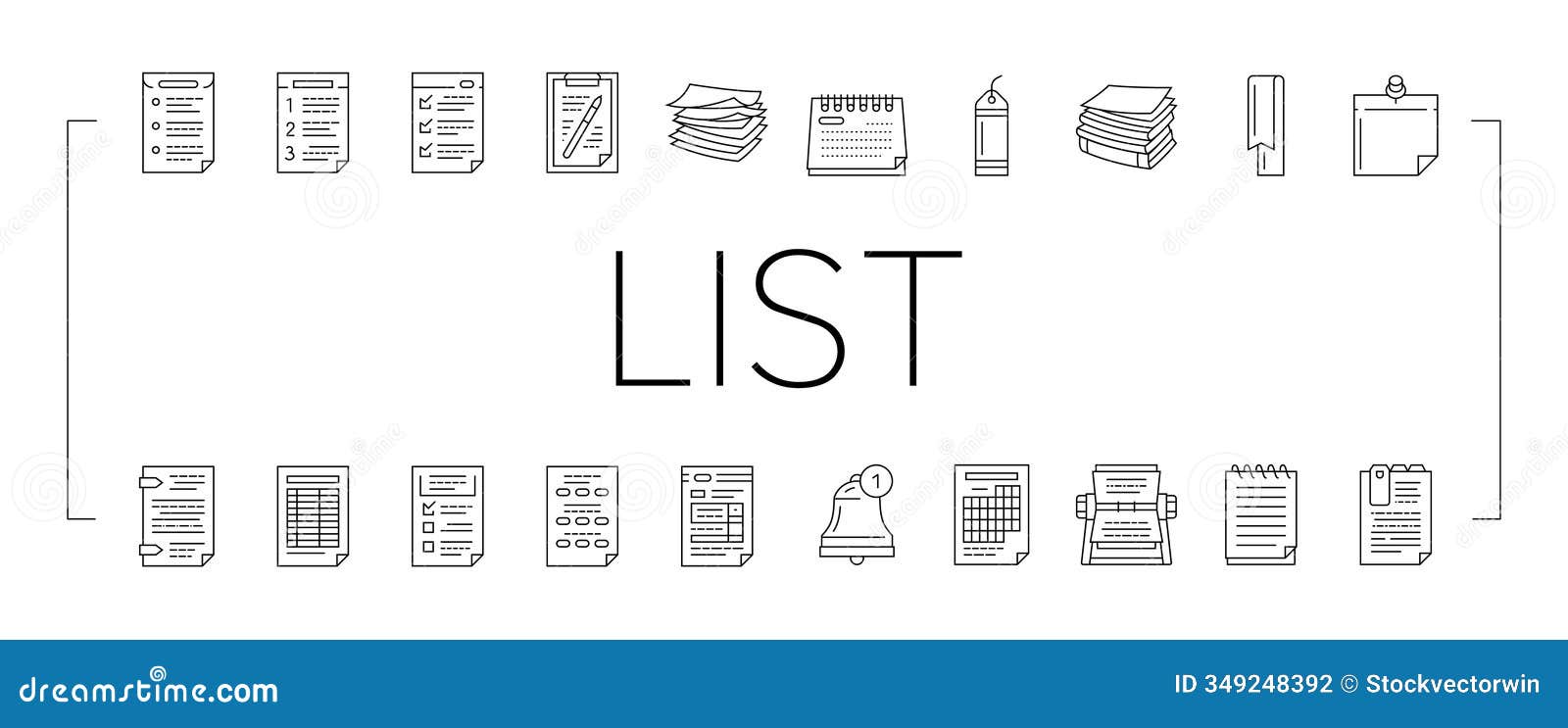 List Check Document Tick Icons Set Vector Stock Illustration ...