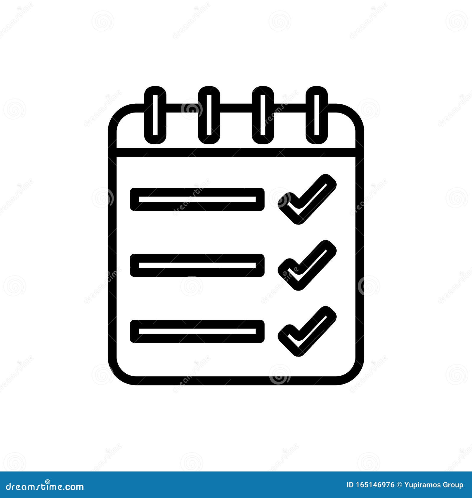 List Check Mark Notepad Spiral Icon Thick Line Stock Vector ...