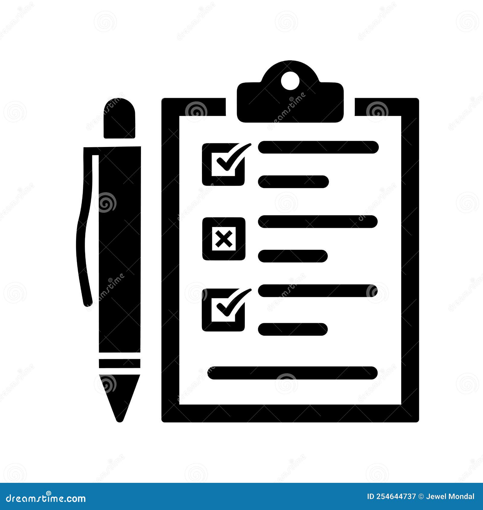 Checklist, Question Paper Icon. Black Vector Graphics Royalty-Free ...
