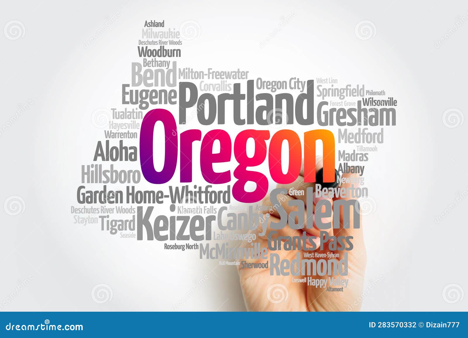 List of Cities in Oregon USA State, Map Silhouette Word Cloud, Map ...