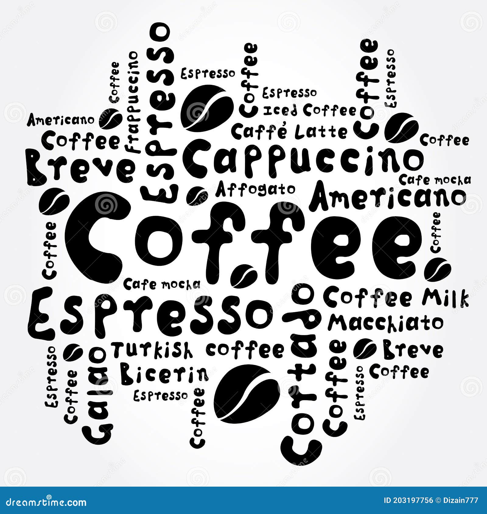 List Of Coffee Drinks With Titles. Watercolor Set. Hand Drawn Sketch ...