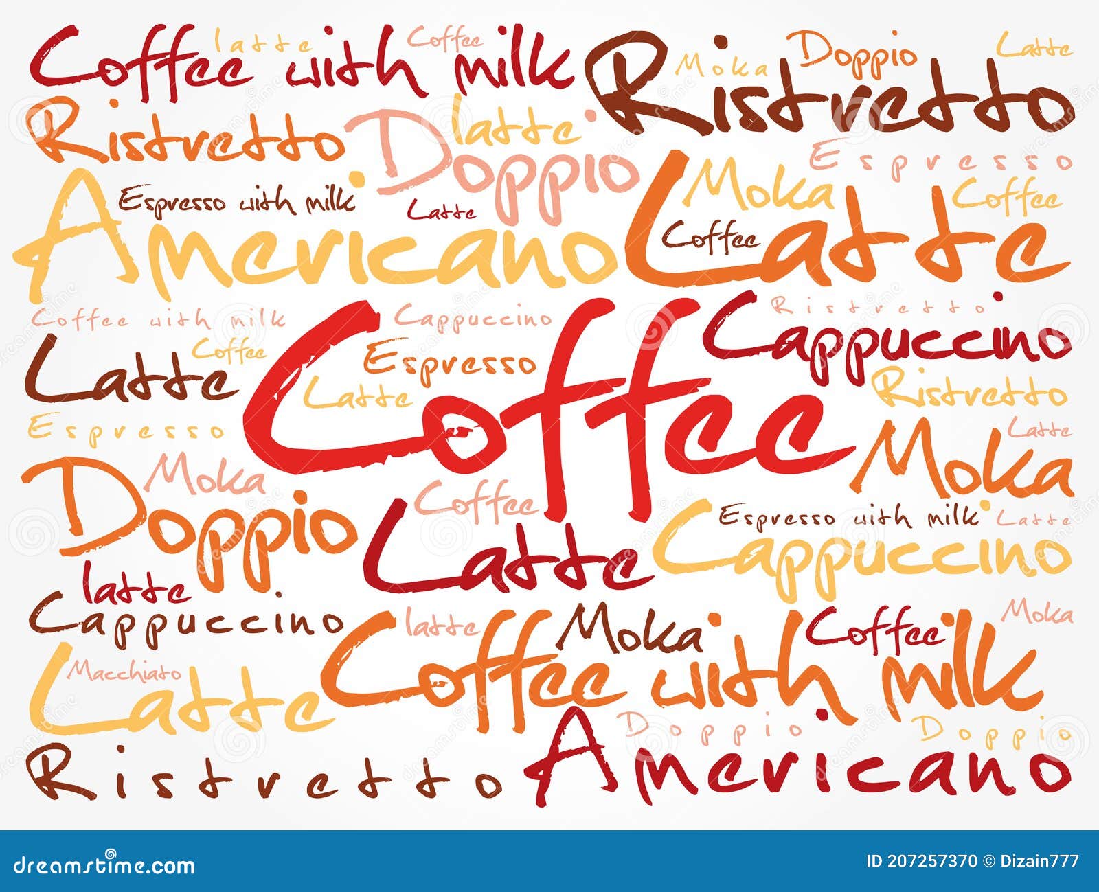 List of Coffee Drinks Words Cloud Collage, Poster Background Stock ...