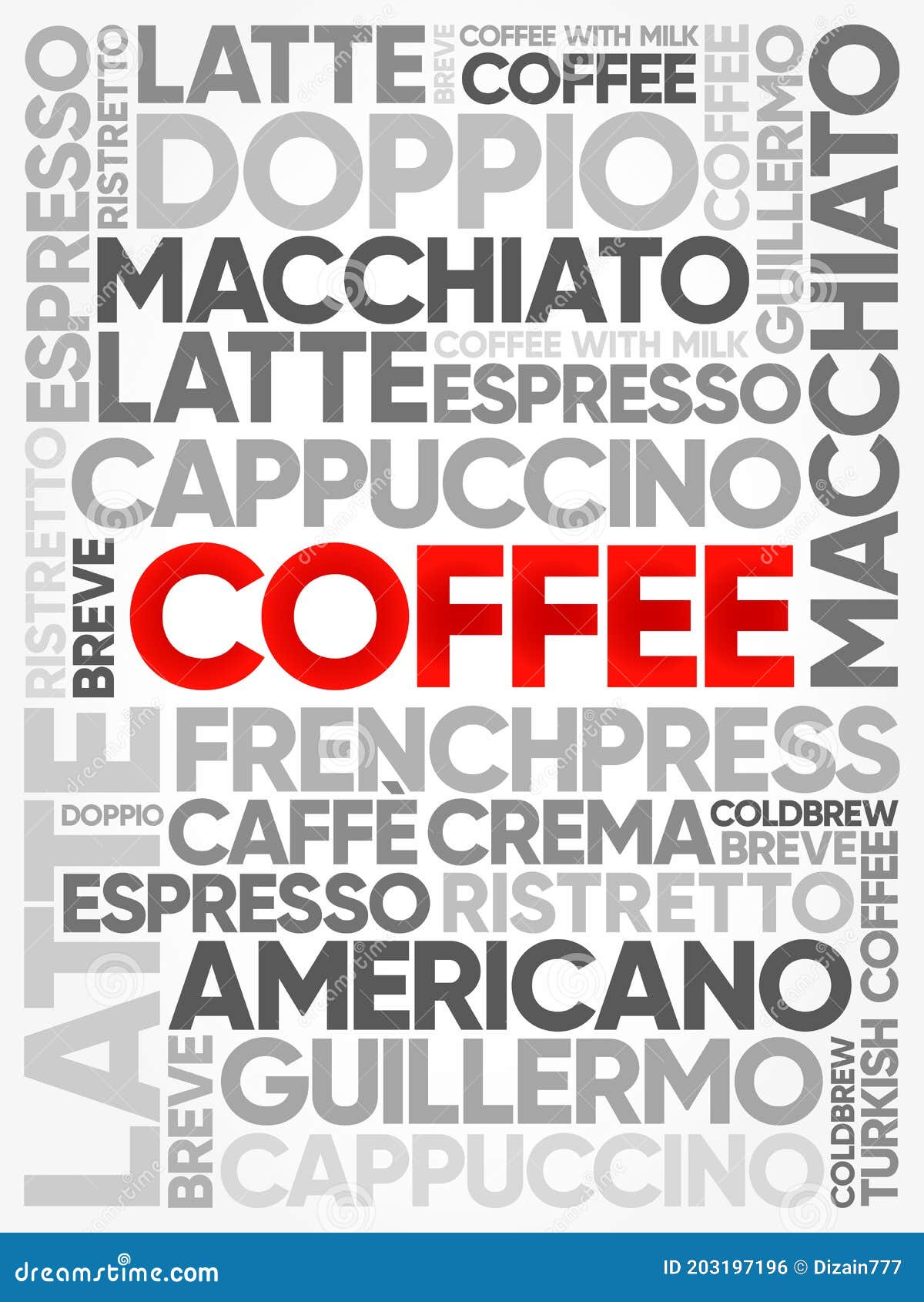 List Of Coffee Drinks With Titles. Watercolor Set. Hand Drawn Sketch ...