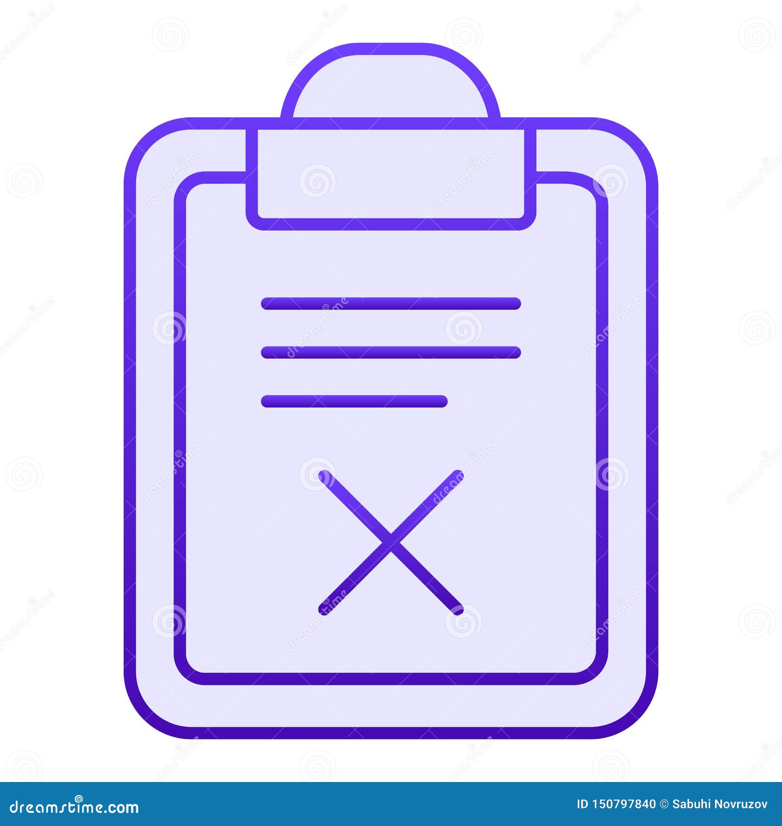 List Fail Flat Icon. Document with Cross Blue Icons in Trendy Flat ...