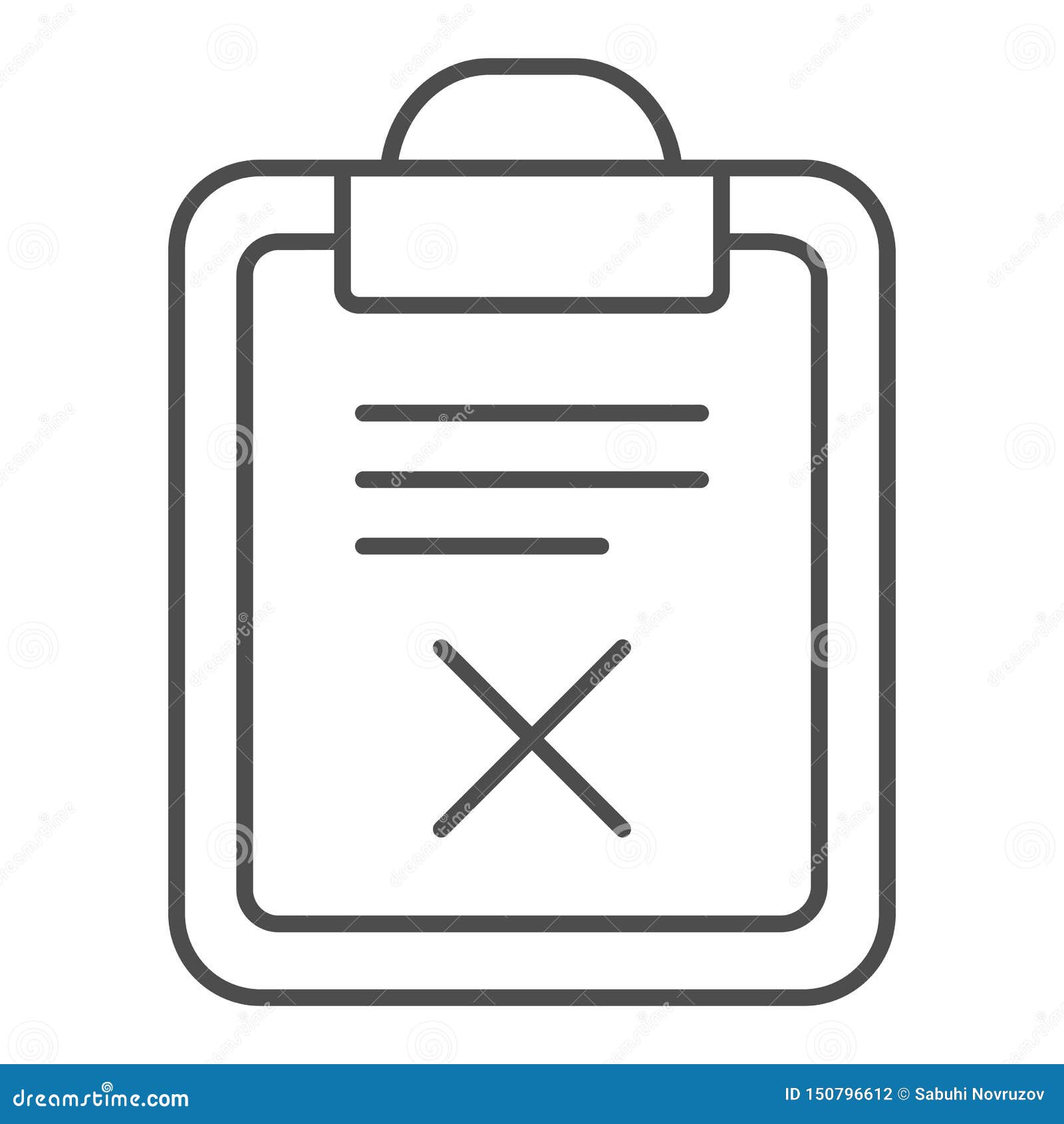 List Fail Line Icon. Document With Cross Vector Illustration Isolated ...
