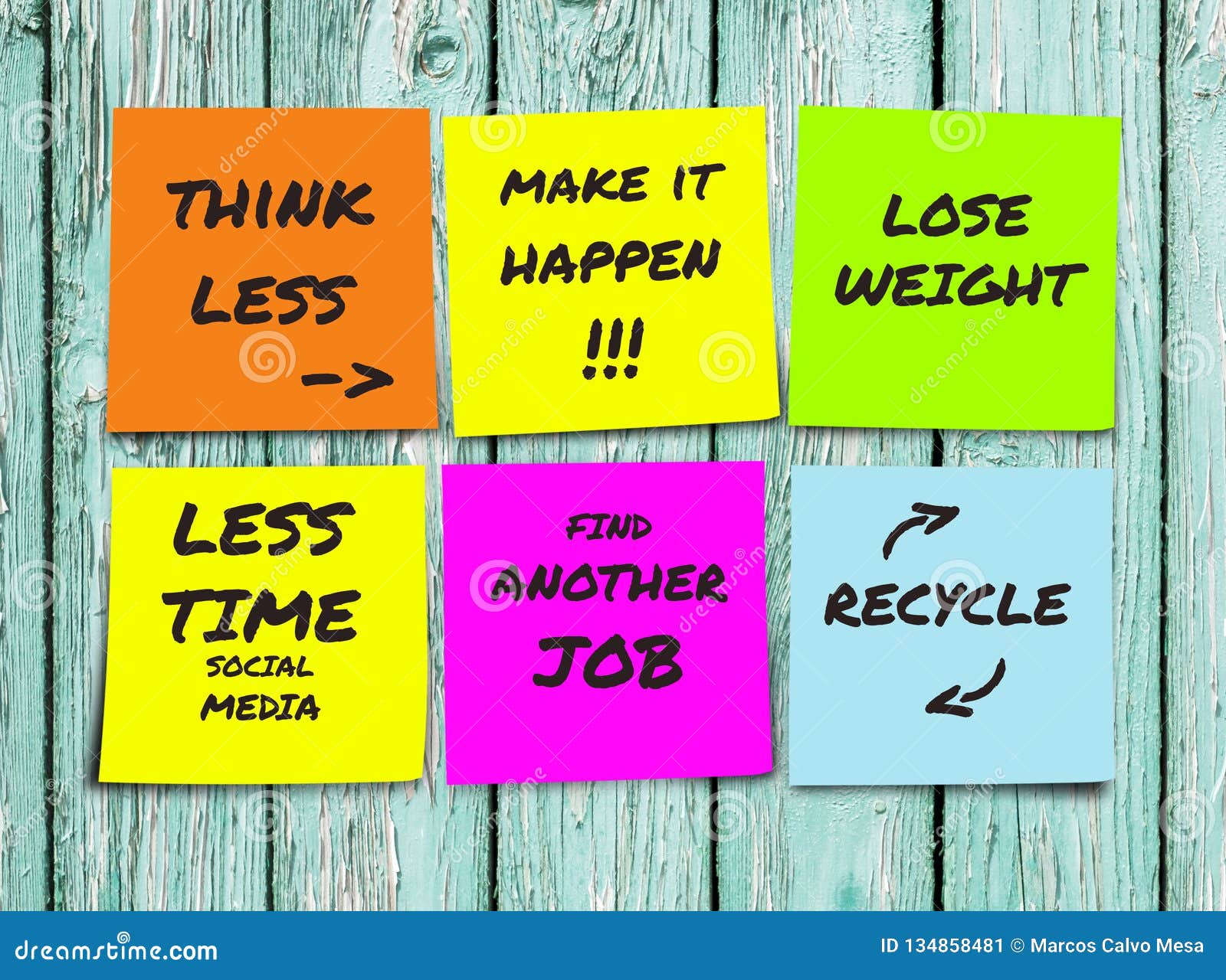 List of Handwritten 2019 New Year Resolutions and Goals in Sticky Notes ...