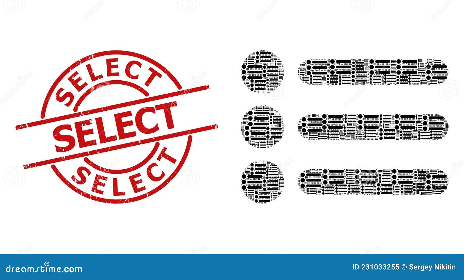 List Items Icon Recursive Mosaic and Distress Select Stamp Seal Stock ...