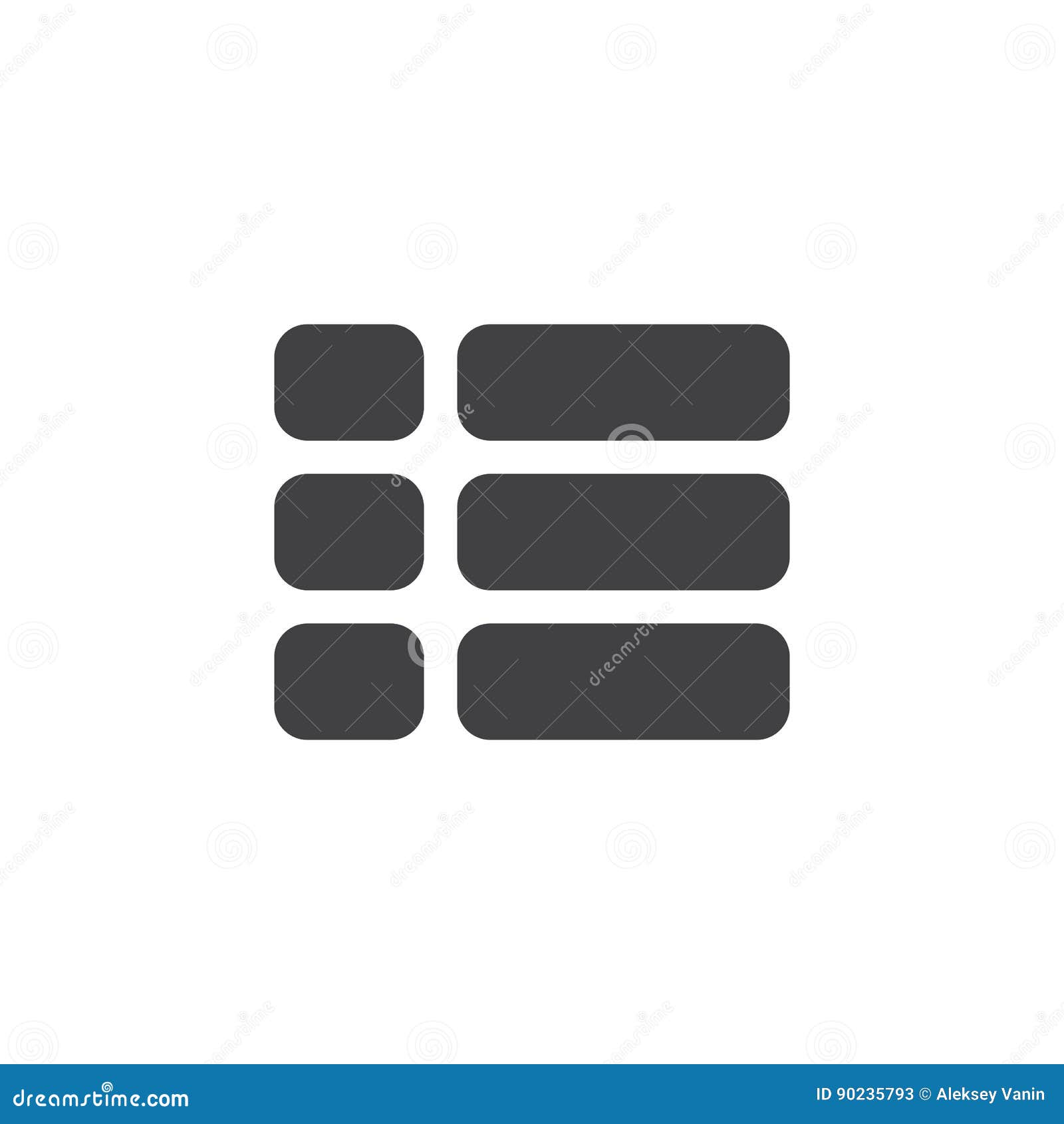List Layout Icon , Solid Logo Illustration, Pictogram Isol Stock ...