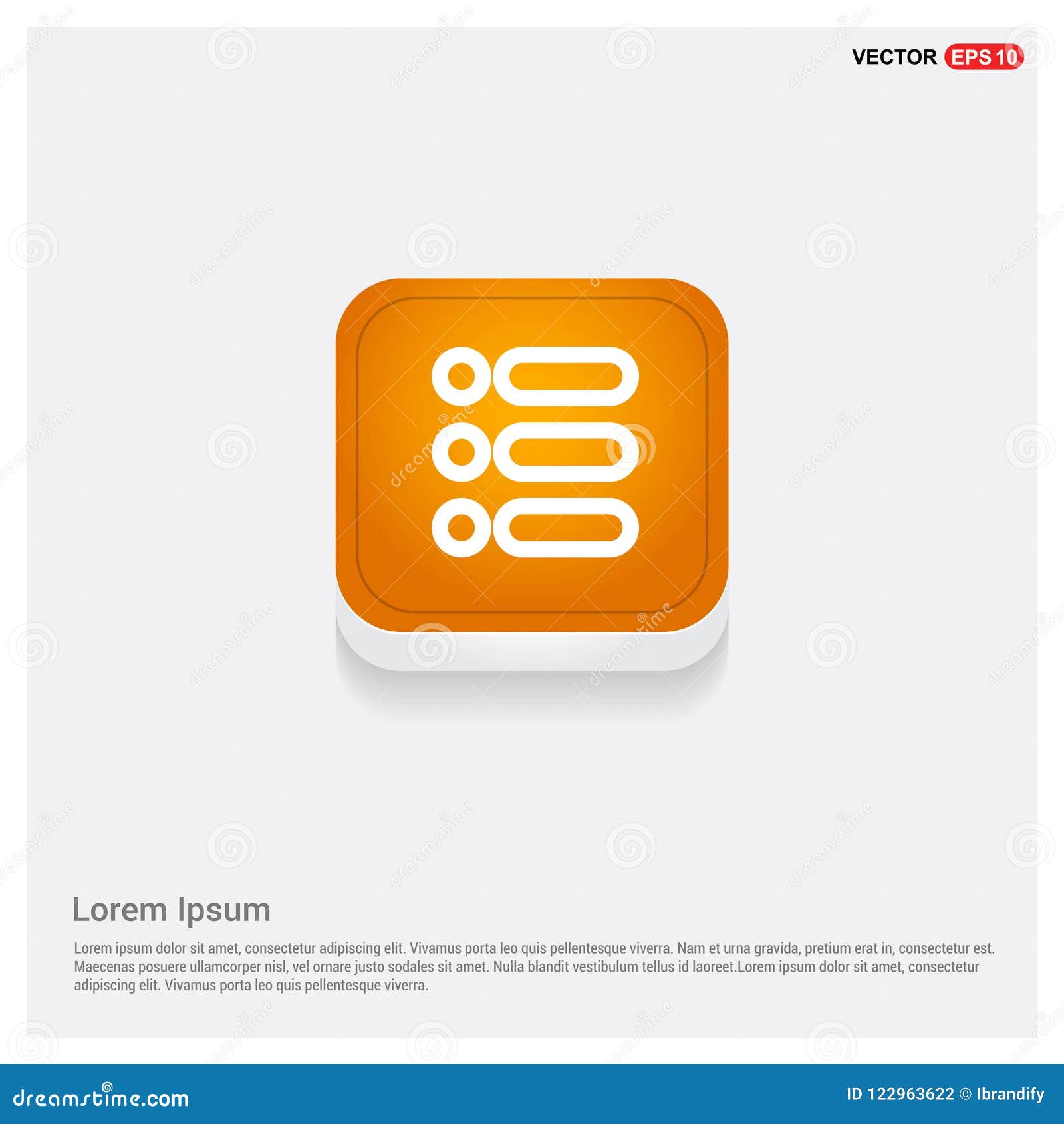 List, Menu Icon Orange Abstract Web Button Stock Vector - Illustration ...