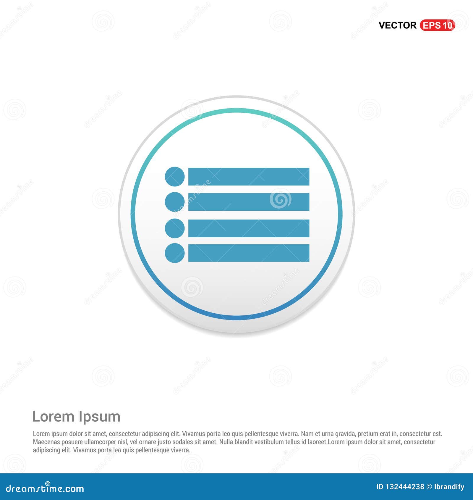 List, Menu Icon - White Circle Button Stock Vector - Illustration of ...