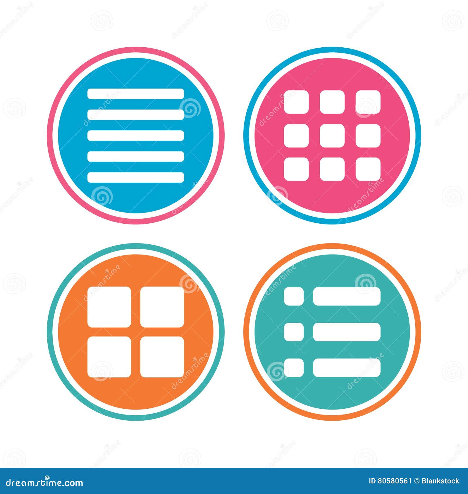 List Menu Icons. Content View Options. Stock Vector - Illustration of ...