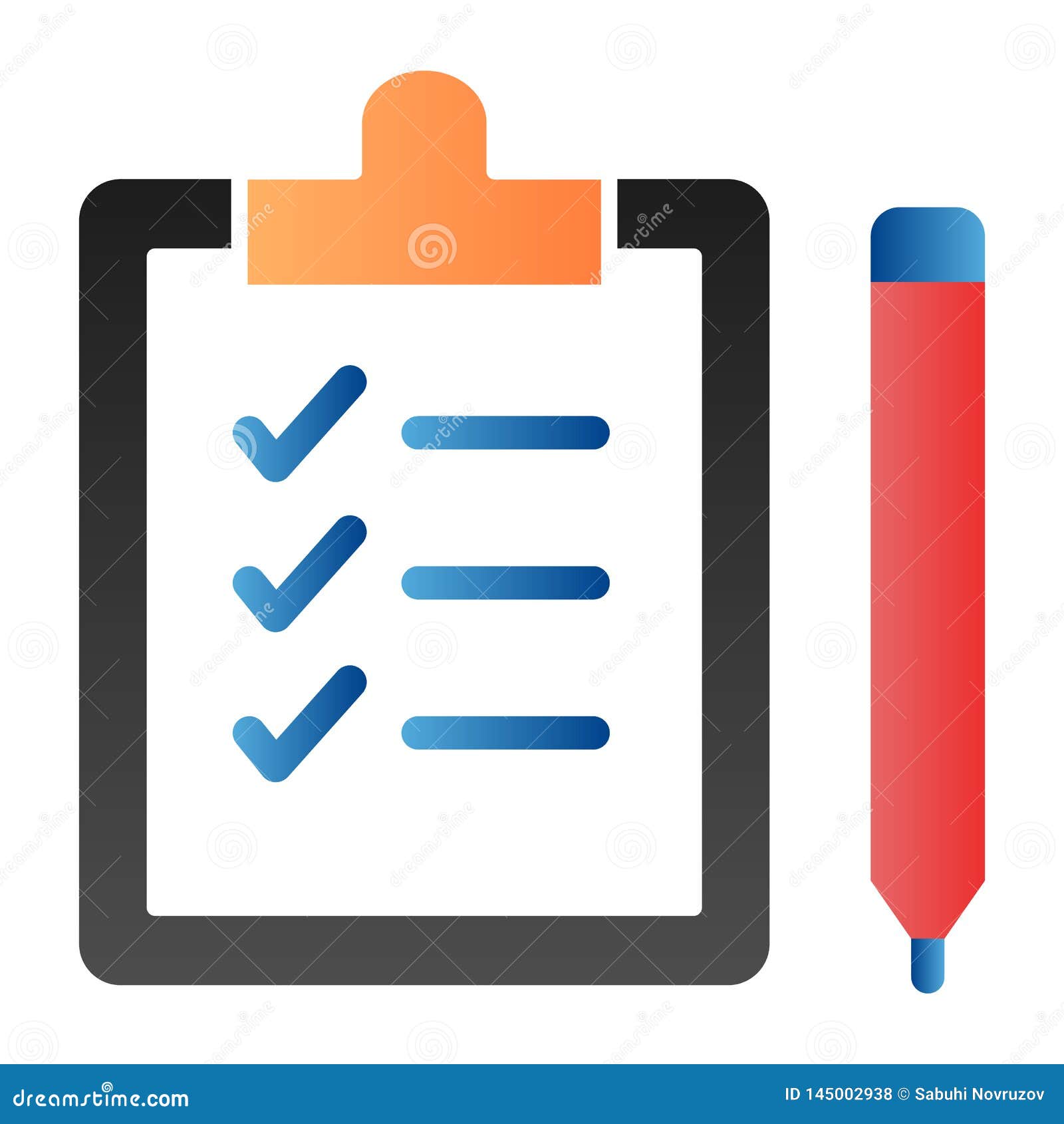 List and Pen Flat Icon. Clipboard with Pen Color Icons in Trendy Flat ...