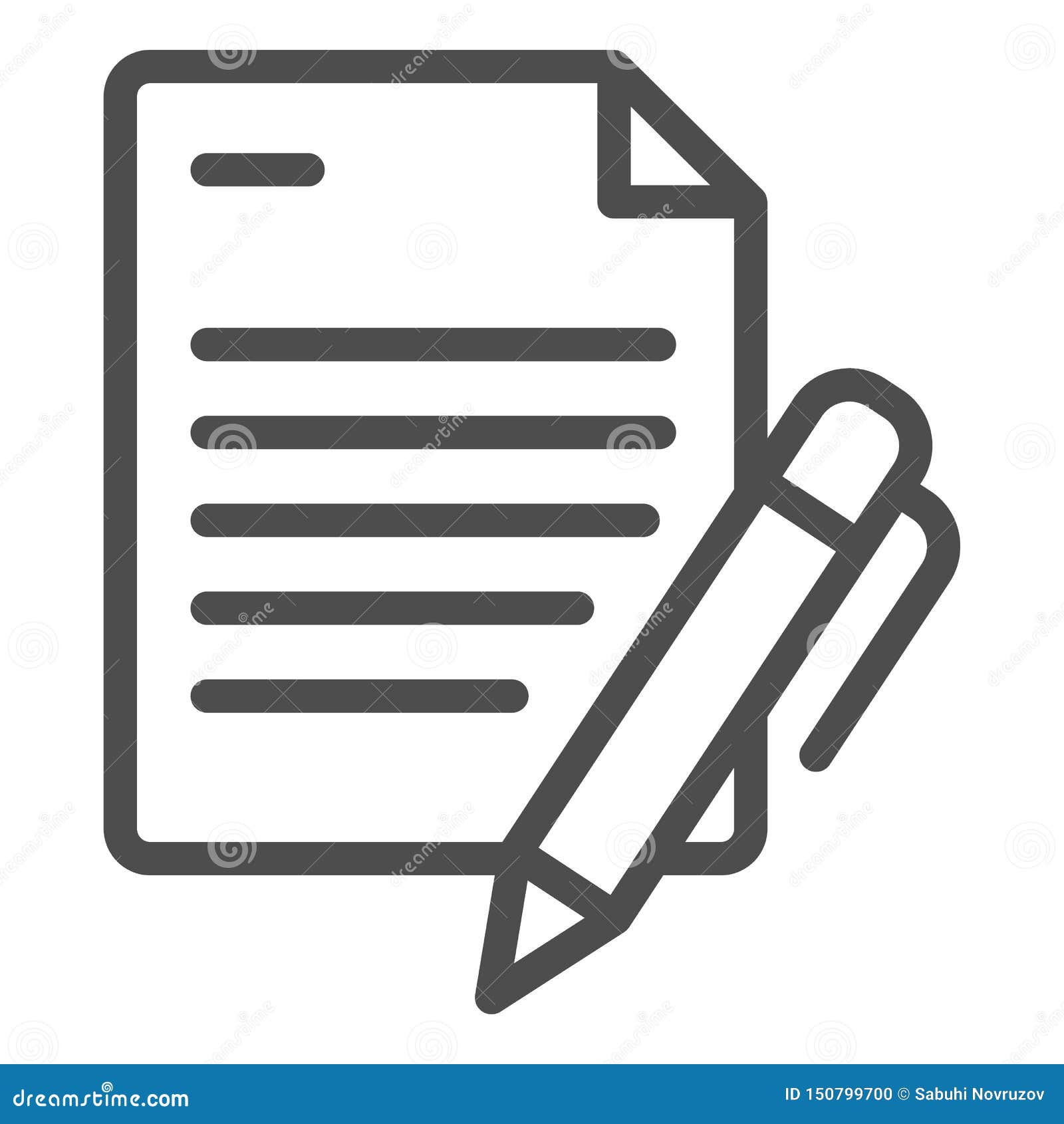 List and Pen Line Icon. Papers with Pen Vector Illustration Isolated on ...