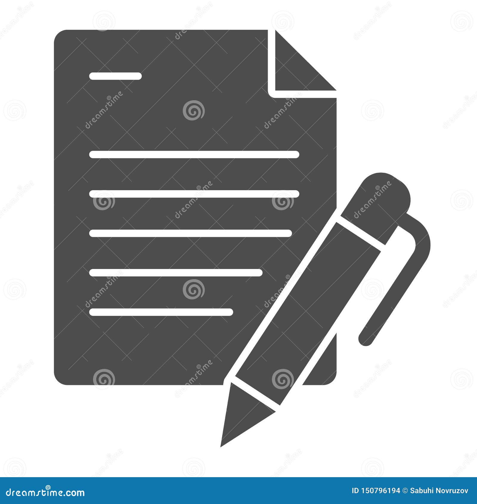 List and Pen Solid Icon. Papers with Pen Vector Illustration Isolated ...