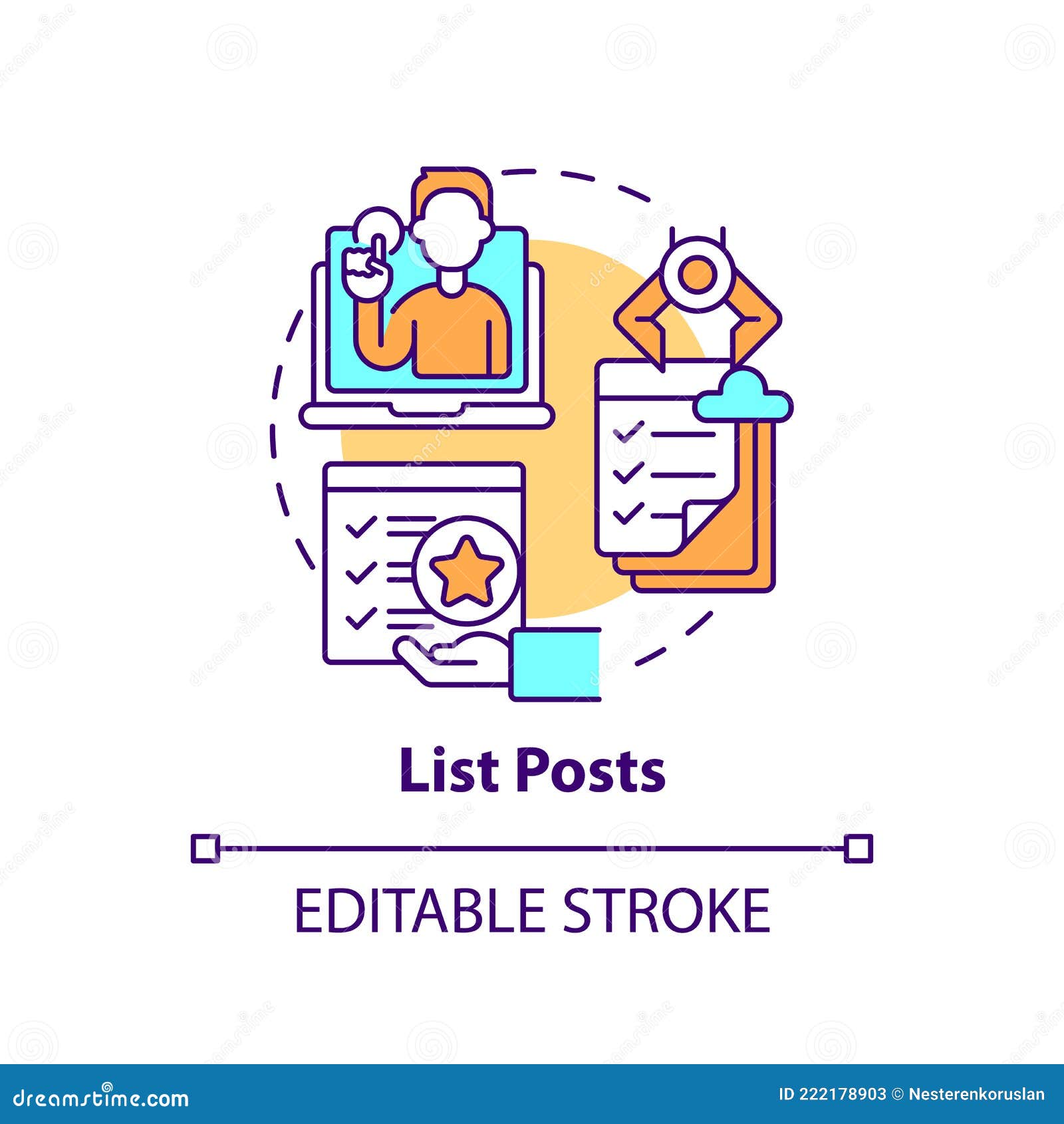 List posts concept icon stock vector. Illustration of social - 222178903