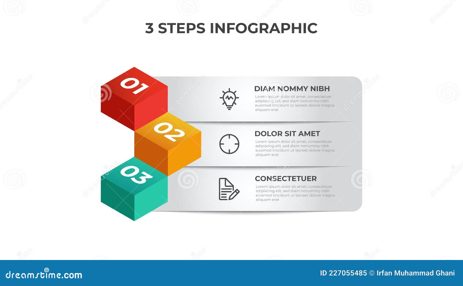 3 List of Steps Diagram, Infographic Element Template Vector Stock ...