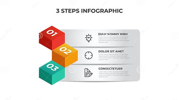 3 List of Steps Diagram, Infographic Element Template Vector Stock ...