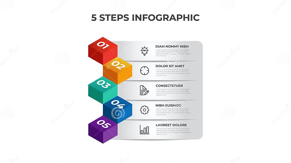 5 List of Steps Diagram, Infographic Element Template Vector Stock ...