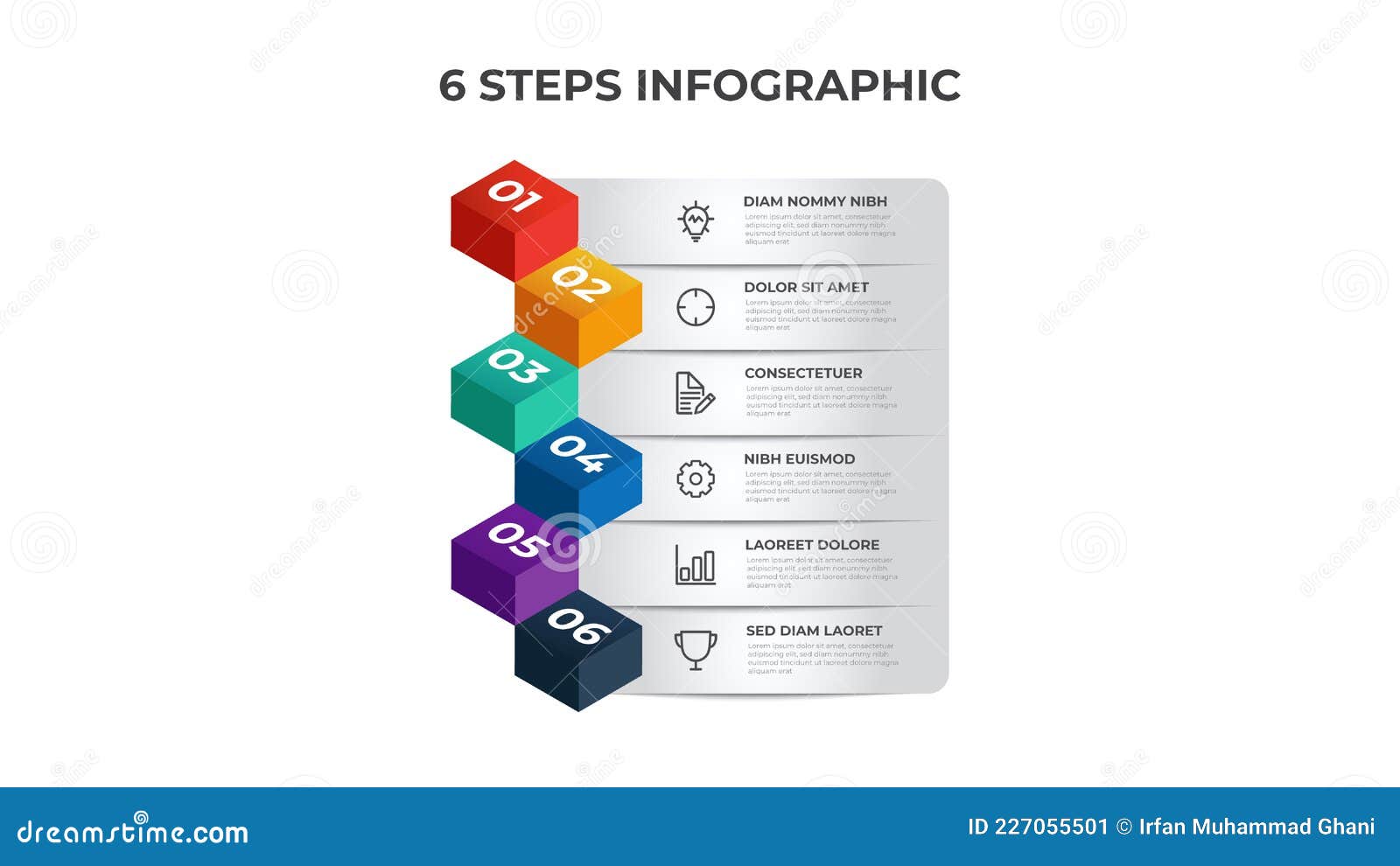 6 List of Steps Diagram, Infographic Element Template Vector Stock ...