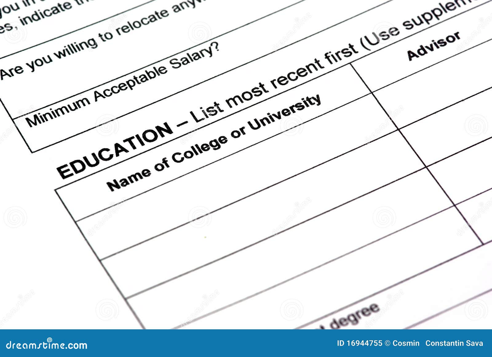 List of studies stock image. Image of career, form, empty - 16944755