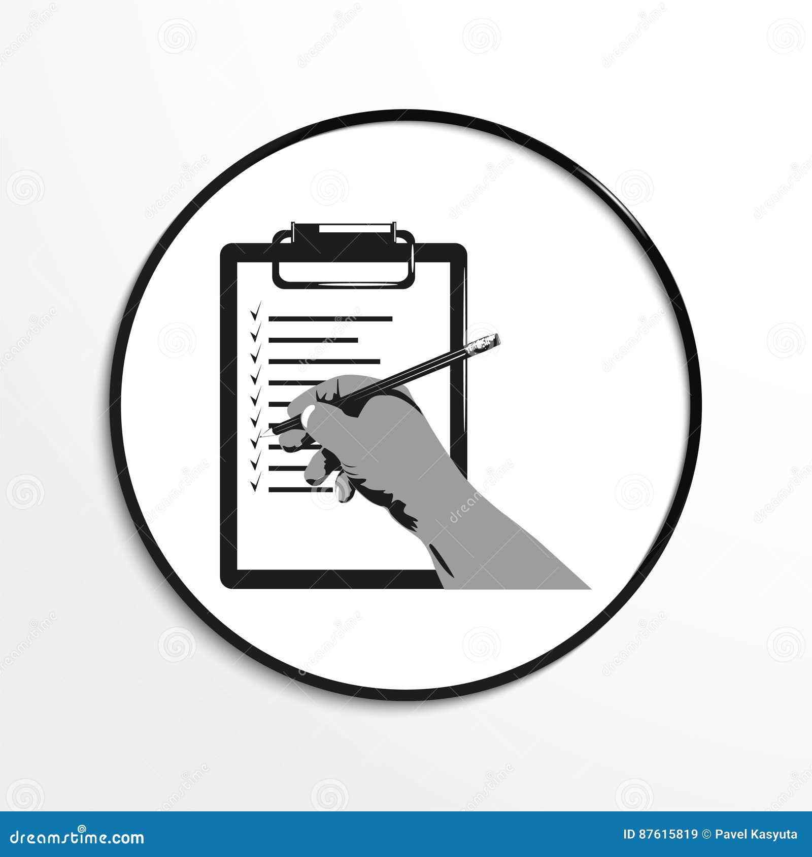 List of Tasks and Hand with a Pencil. Conditional Symbol. Vector Icon ...