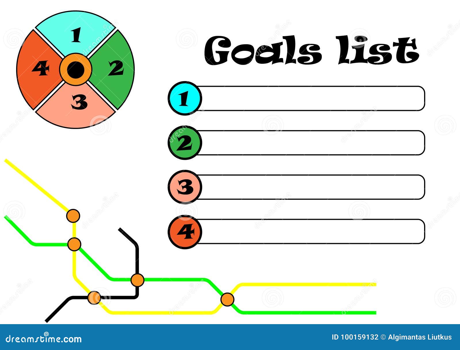 Lista de las metas stock de ilustración. Ilustración de blanco - 100159132