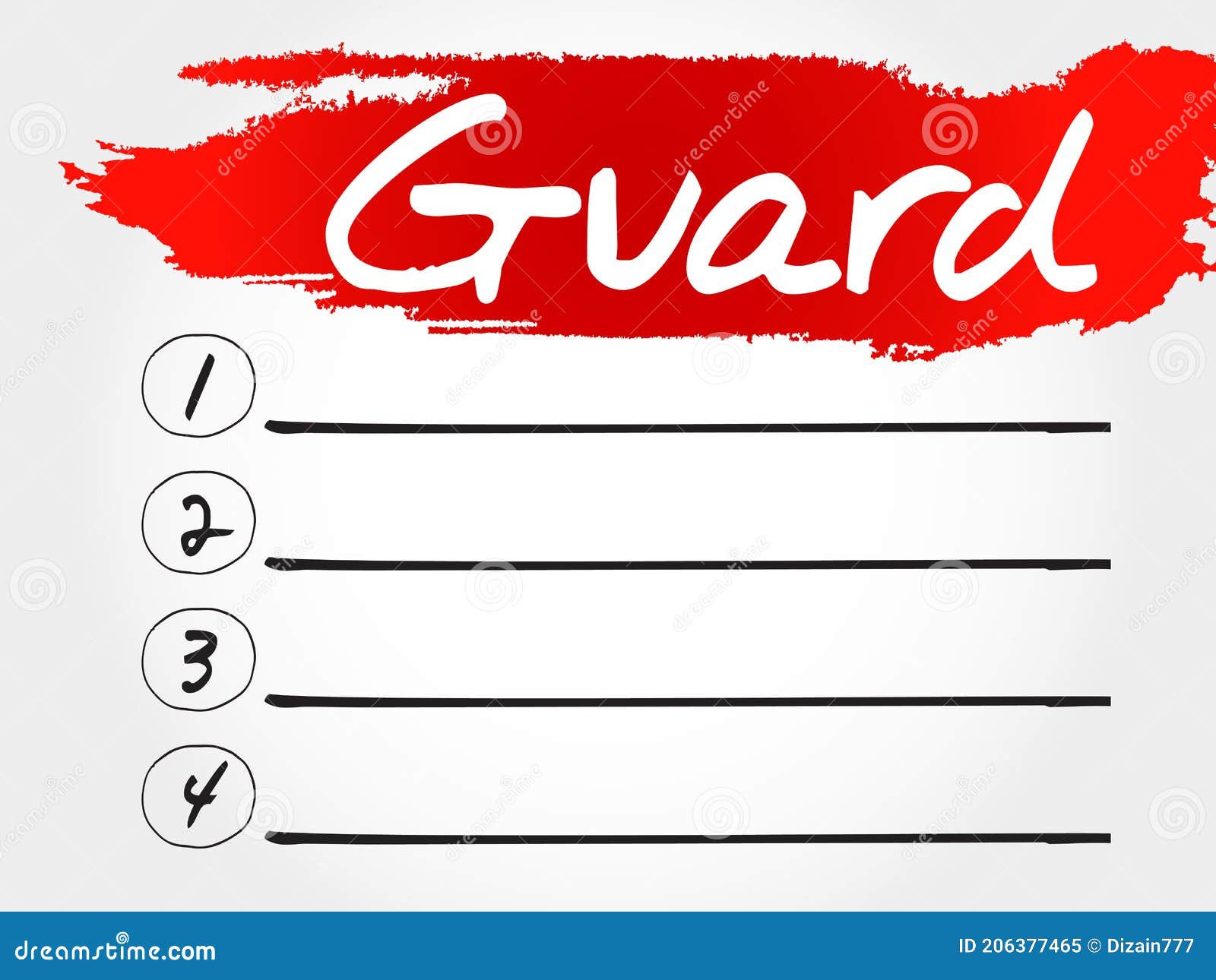 Lista em branco de guarda ilustração stock. Ilustração de protetor ...