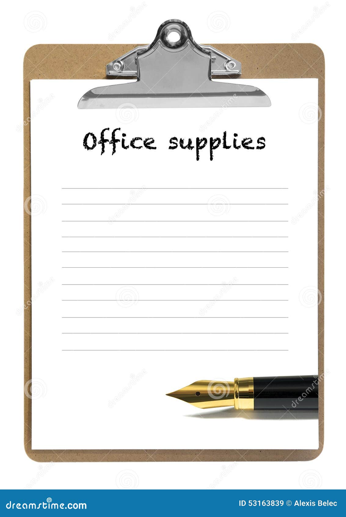Liste De Fourniture De Bureau Photo stock - Image: 53163839