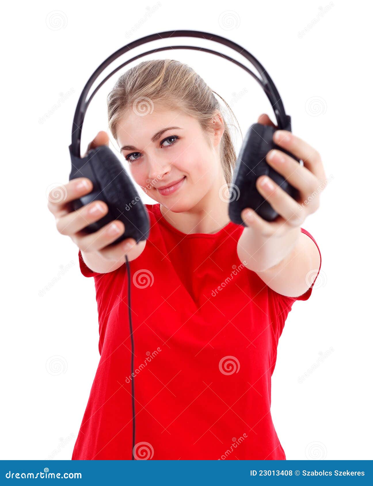 Listen! stock photo. Image of headset, caucasian, pleasure - 23013408