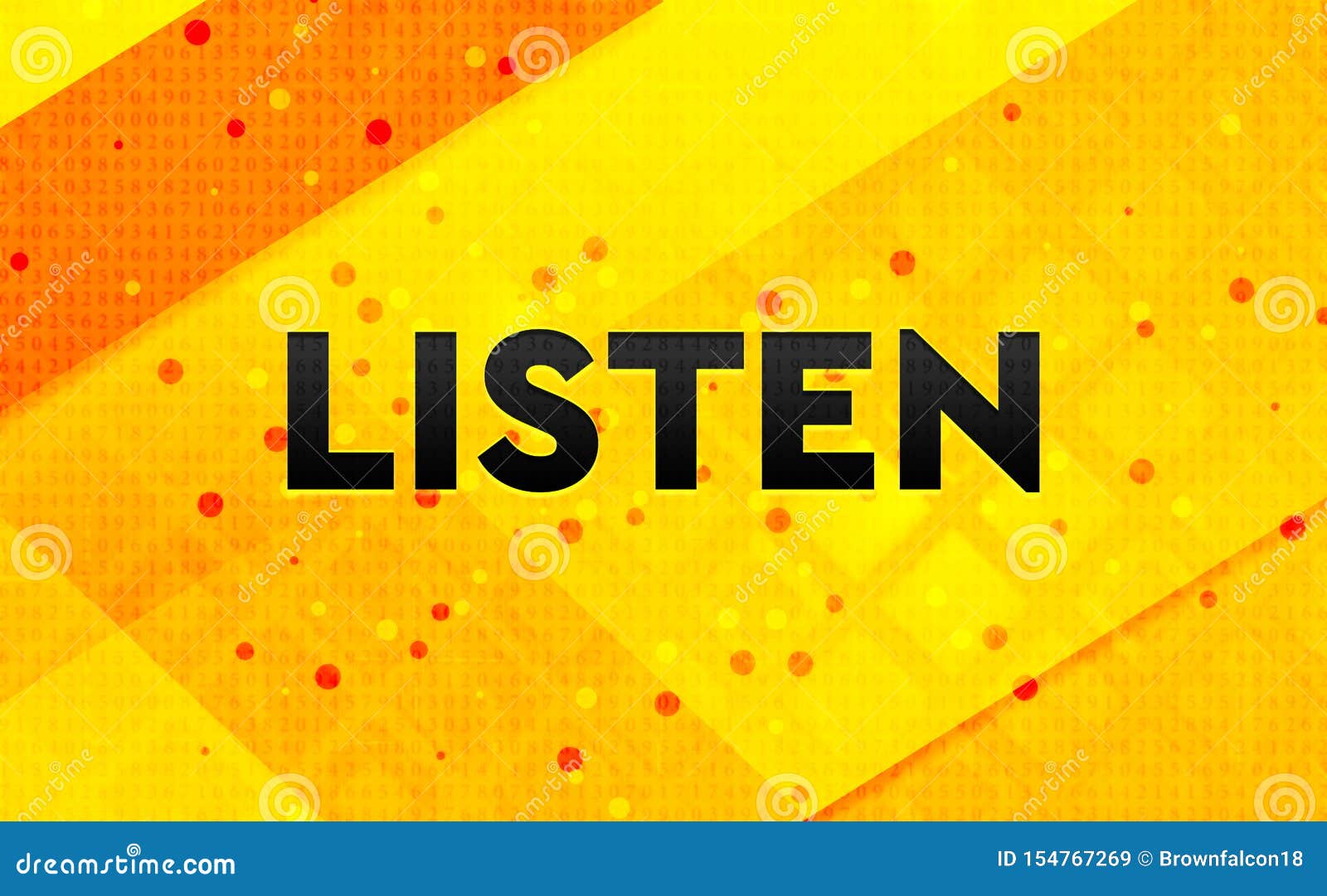 Listen Abstract Digital Banner Yellow Background Stock Illustration ...
