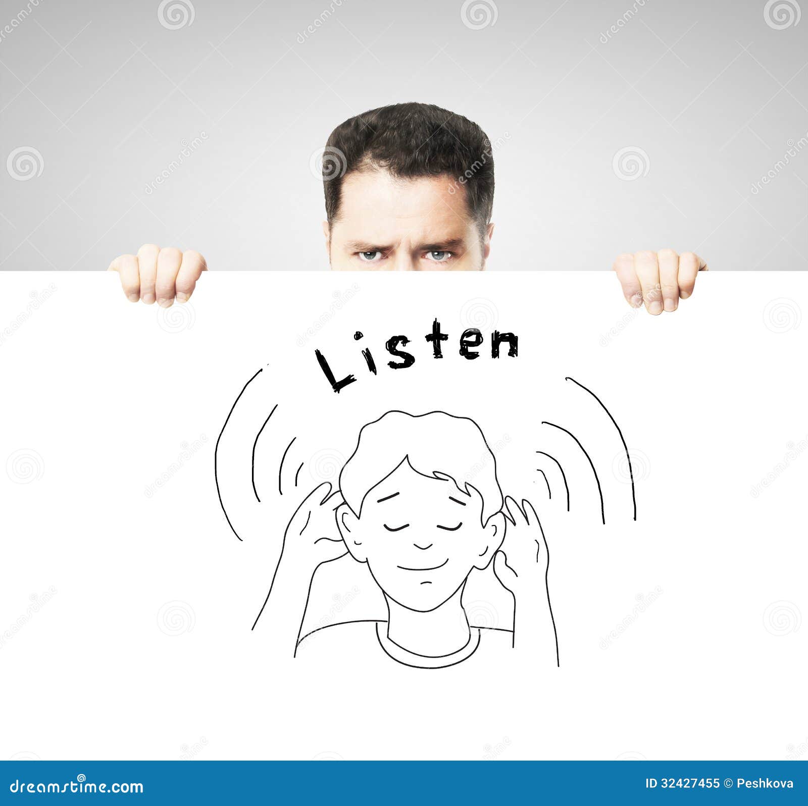 Listen concept stock image. Image of head, showing, male - 32427455