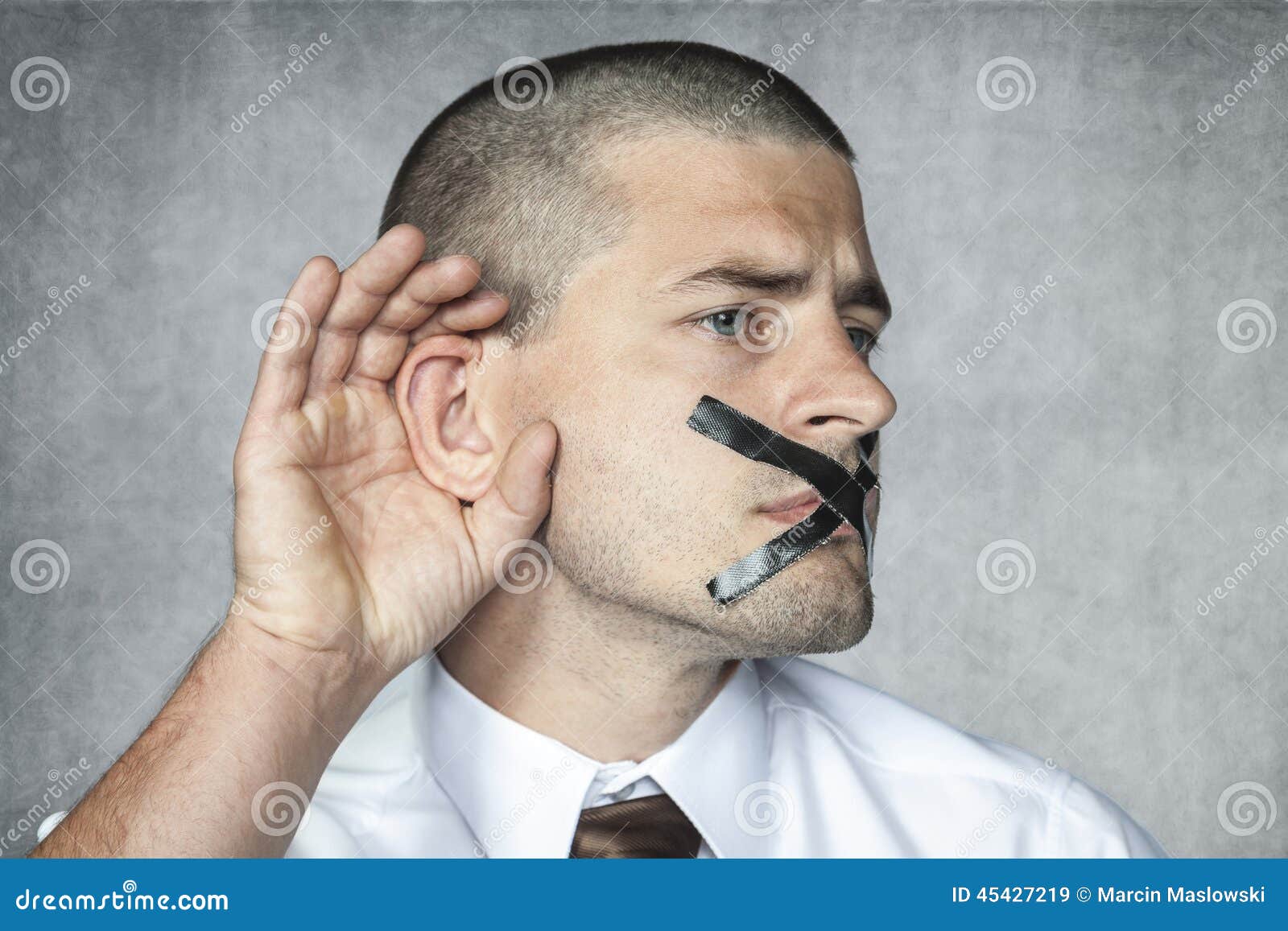 Listen but do not talk stock image. Image of censorship - 45427219