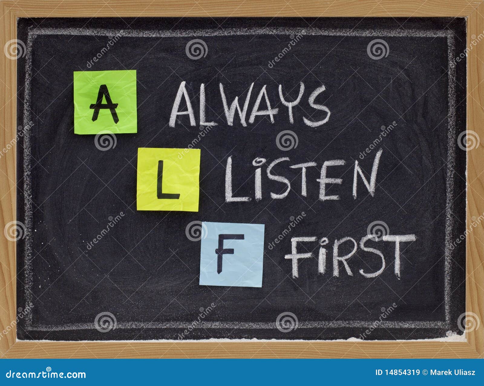 Always Listen First - ALF Acronym Stock Image - Image of blackboard ...