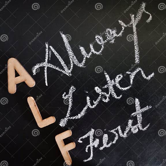 Always Listen First Word Displayed with 3d Text Format Stock Photo ...