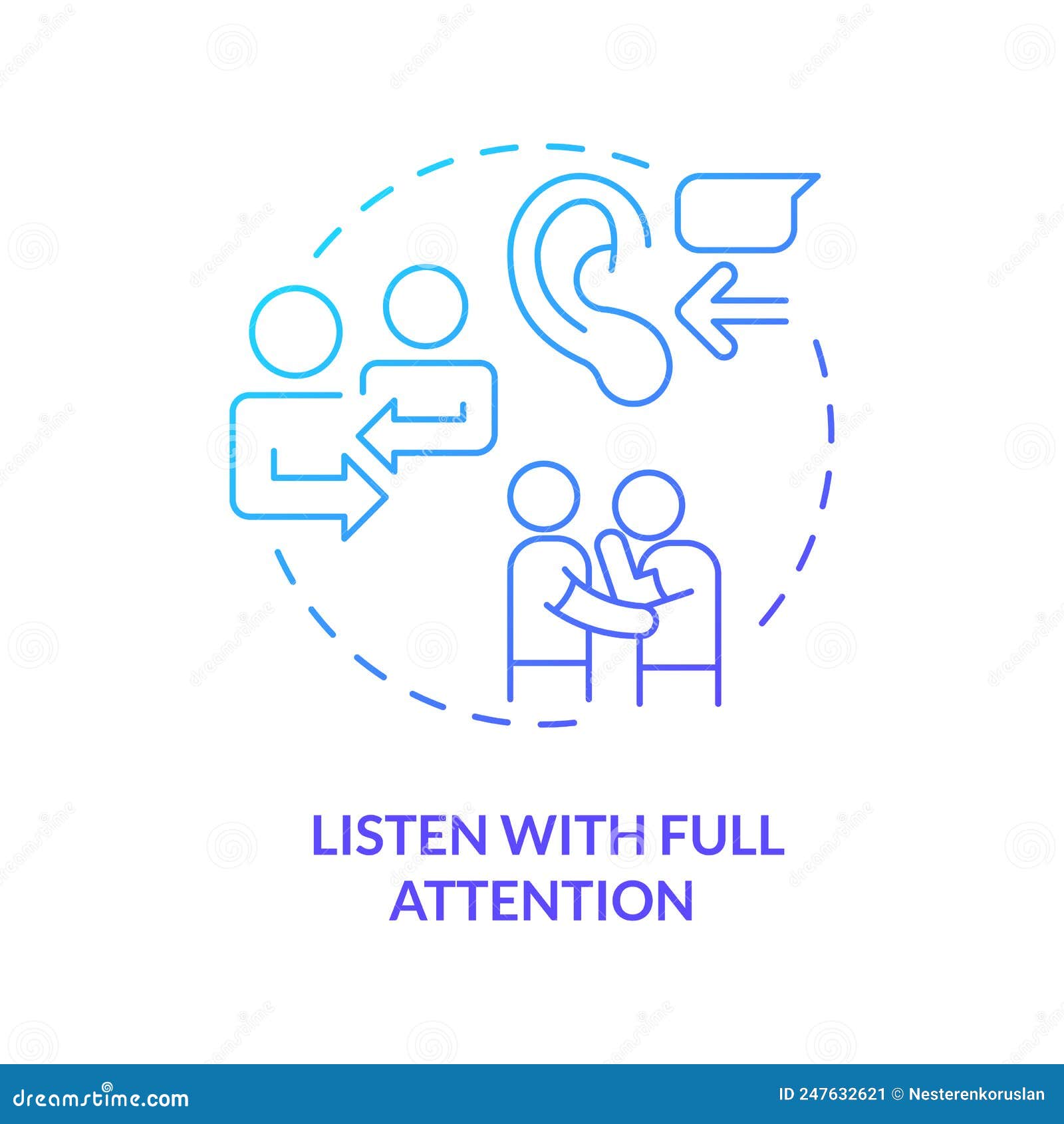 Listen with Full Attention Blue Gradient Concept Icon Stock Vector ...