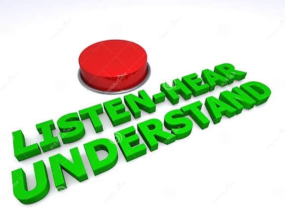 Listen Hear Understand Button on White Stock Illustration ...