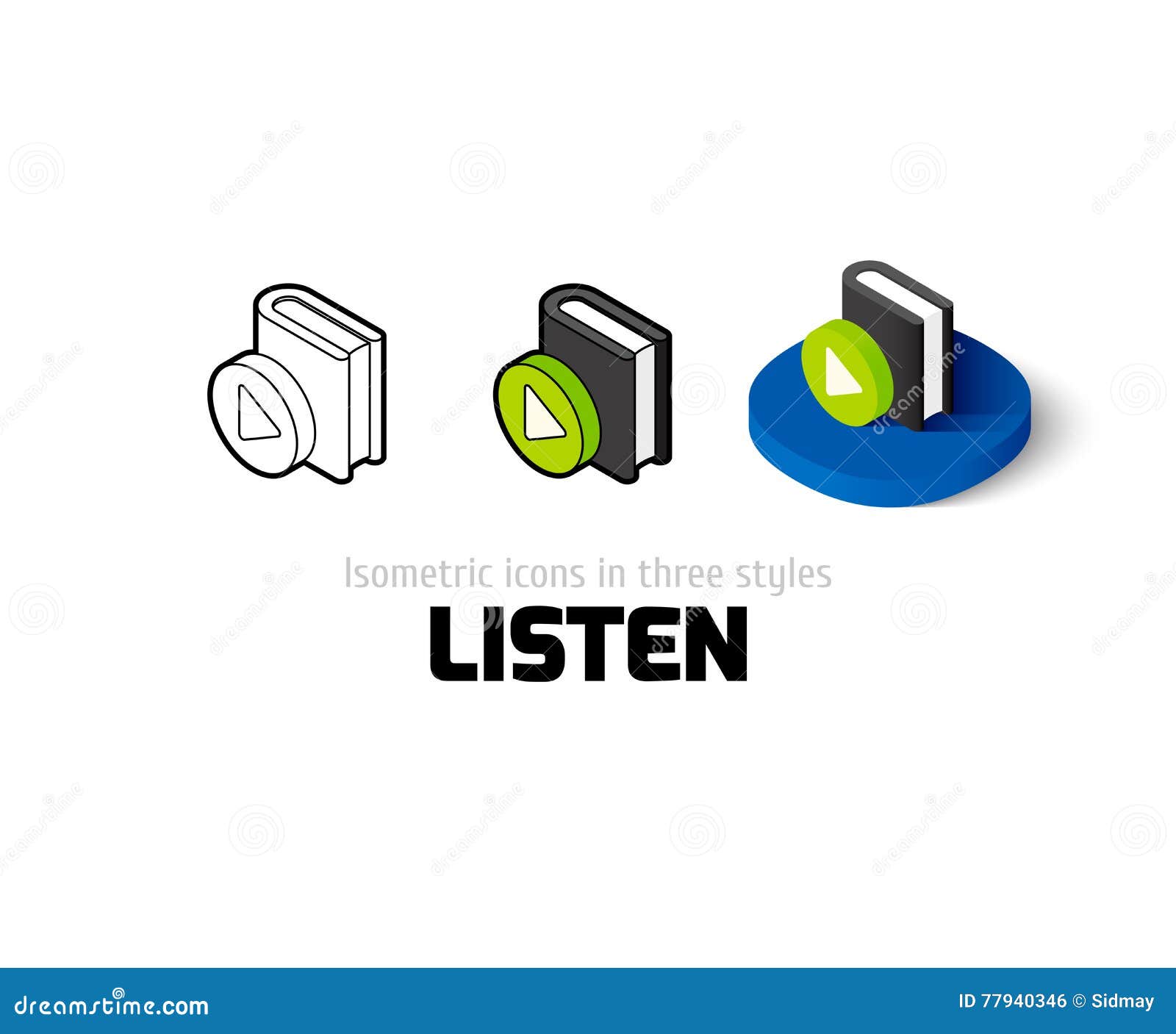 Listen Icon in Different Style Stock Vector - Illustration of line ...