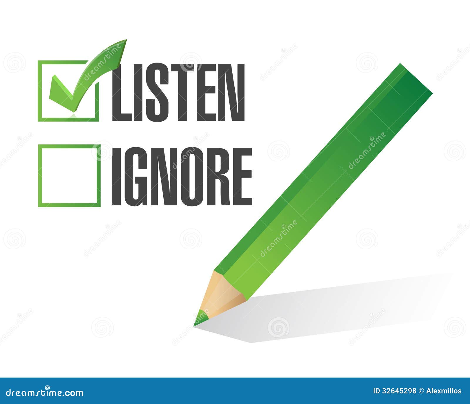Listen or Ignore Check Box Illustration Design Stock Illustration ...
