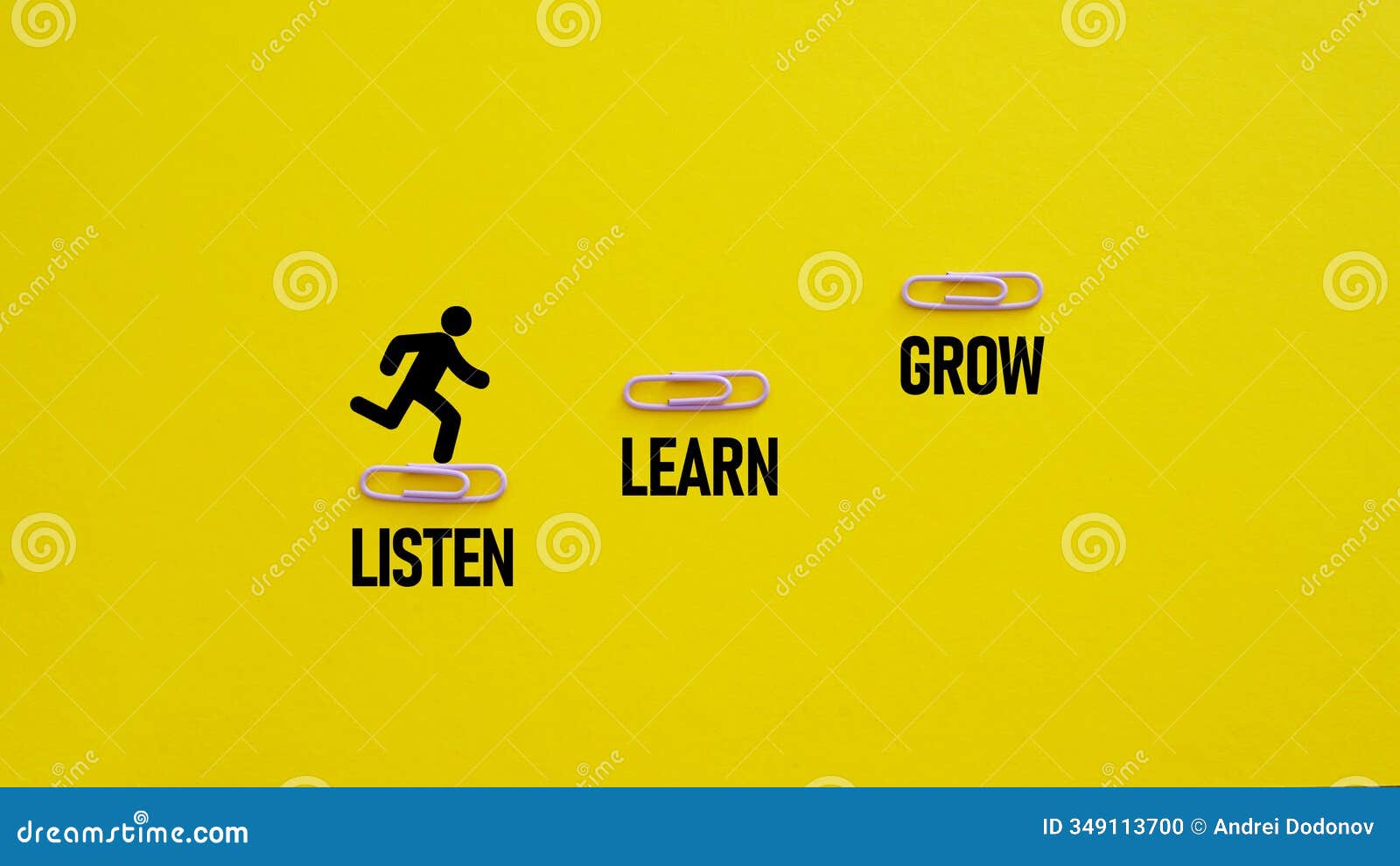 Listen, Learn, Grow Advice is Shown Using the Text Stock Photo - Image ...