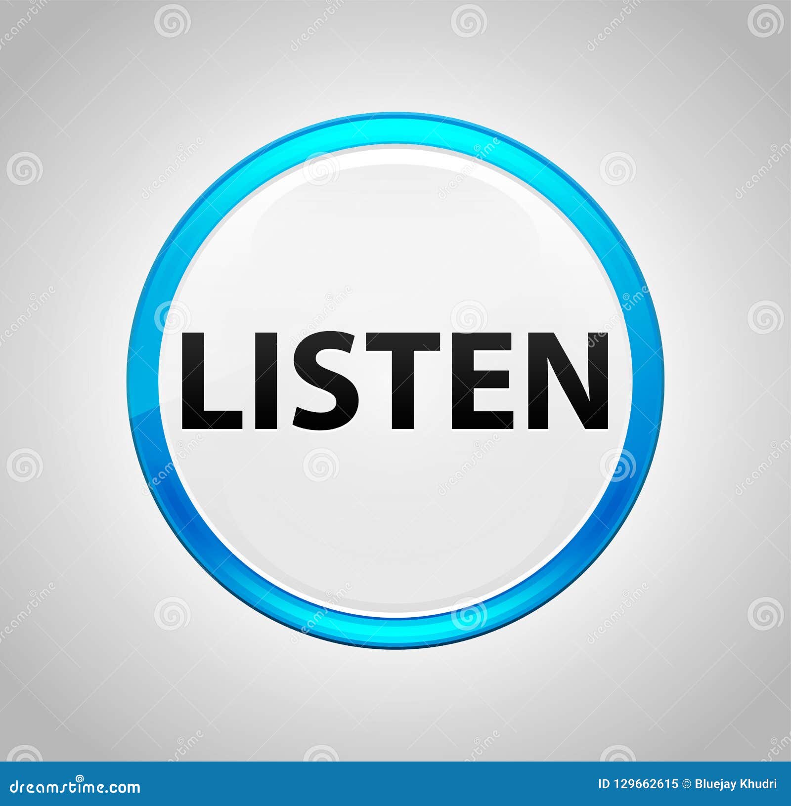 Listen Round Blue Push Button Stock Illustration - Illustration of ...