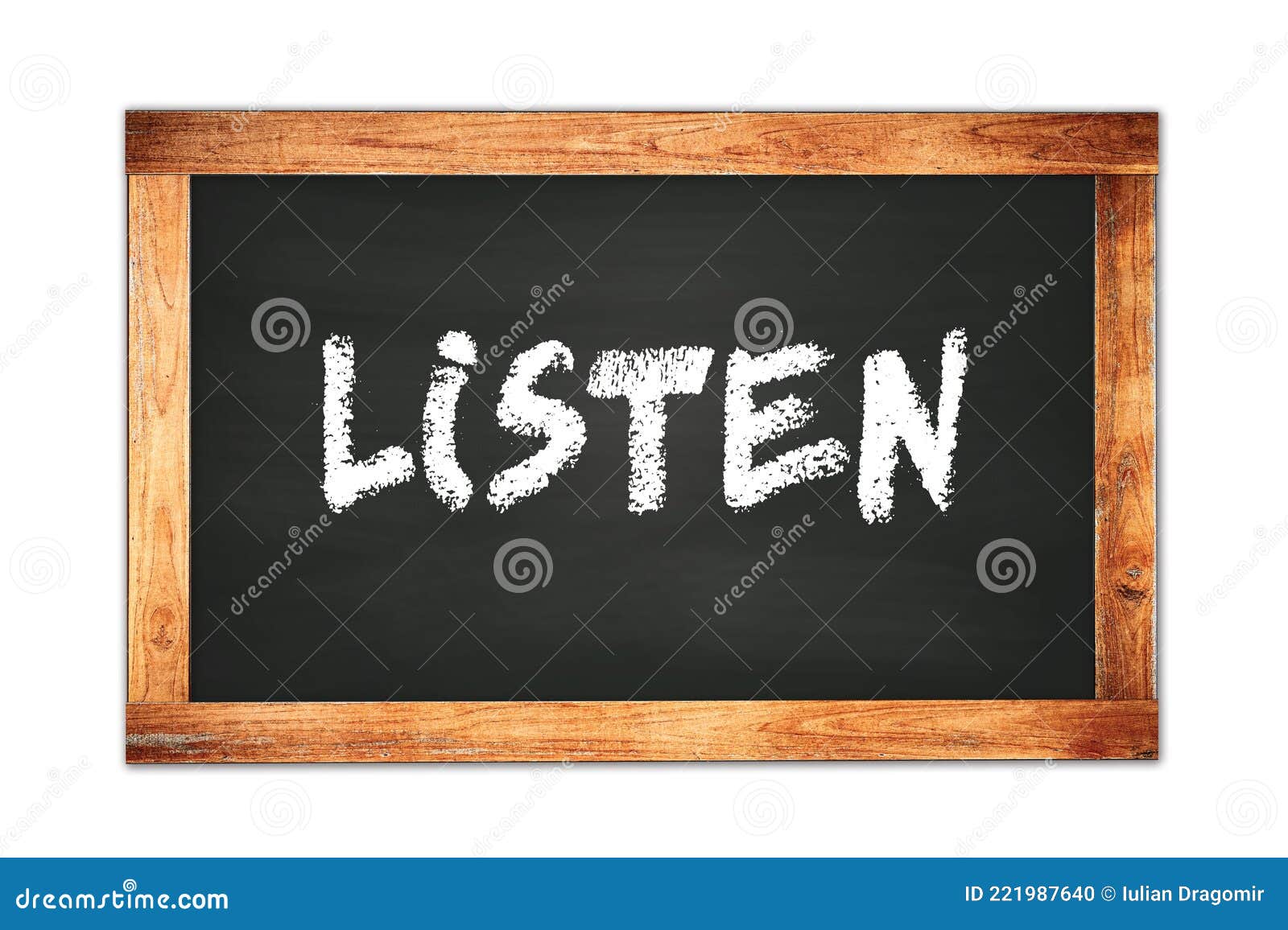 LISTEN Text Written on Wooden Frame School Blackboard Stock ...