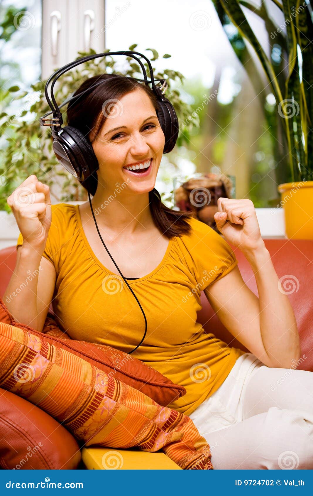 Listen to the music stock photo. Image of sitting, leisure - 9724702