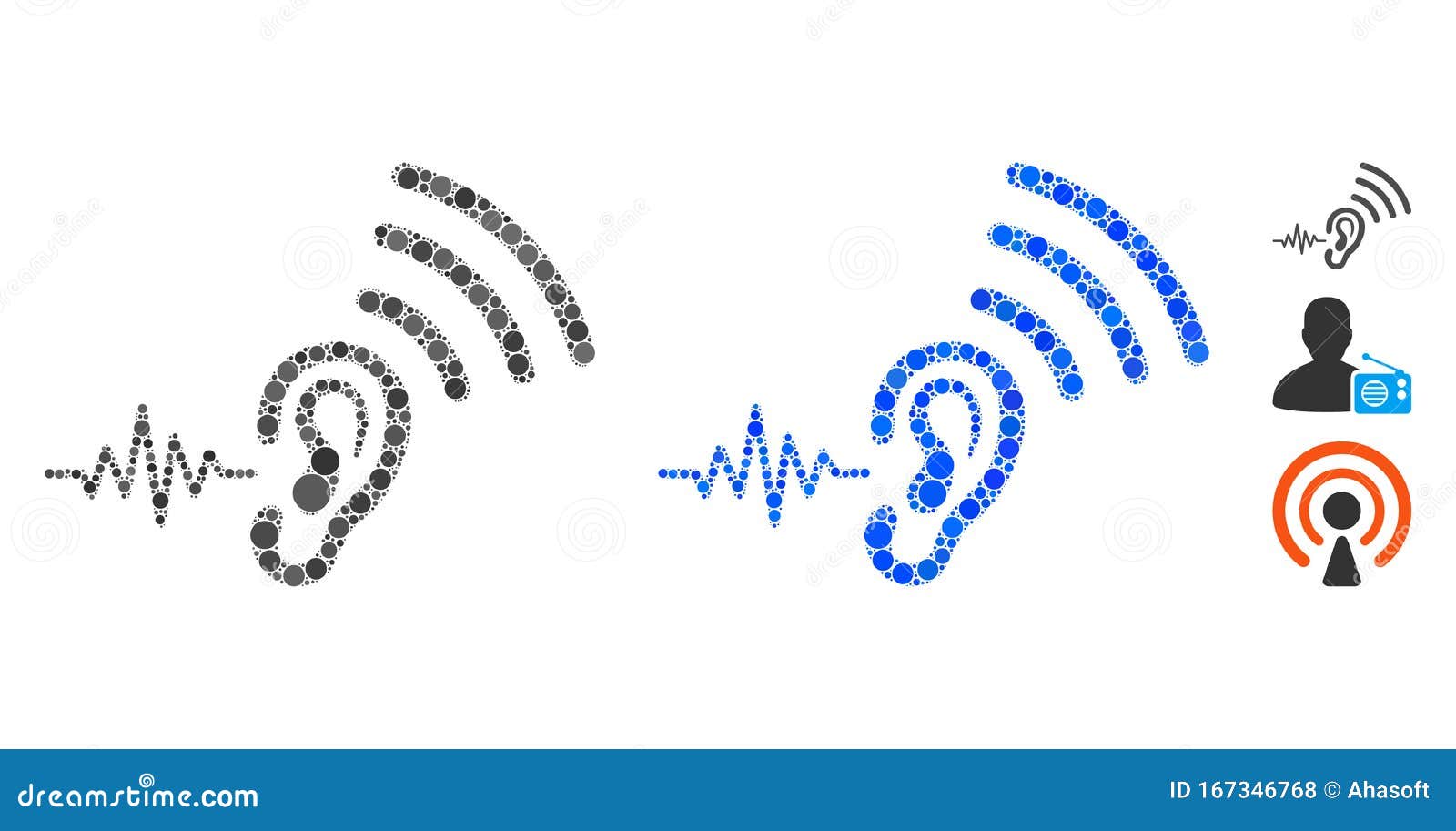 Listen and Transmit Mosaic Icon of Round Dots Stock Vector ...