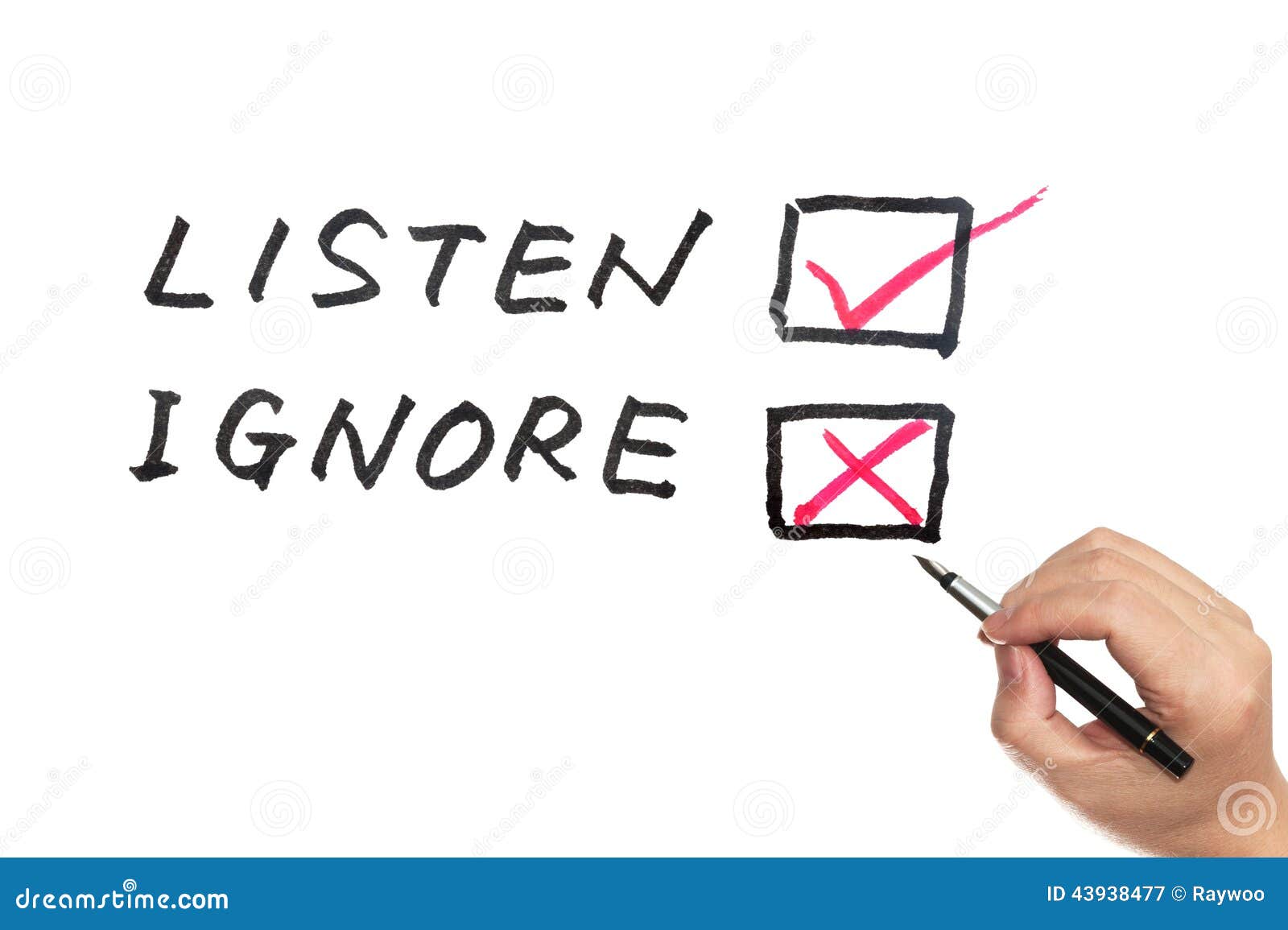 Listen versus ignore stock image. Image of text, understanding - 43938477